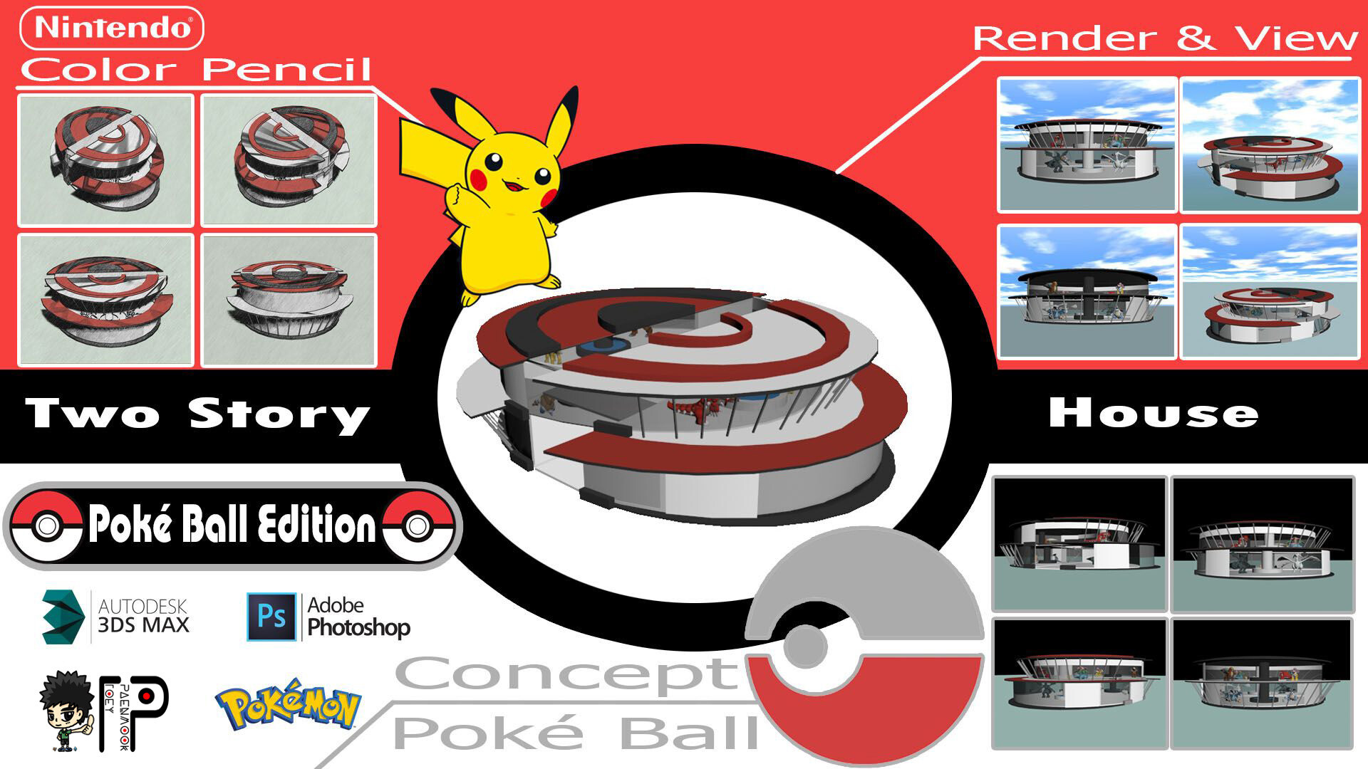 ArtStation - Two Story House Pokéball Edition.