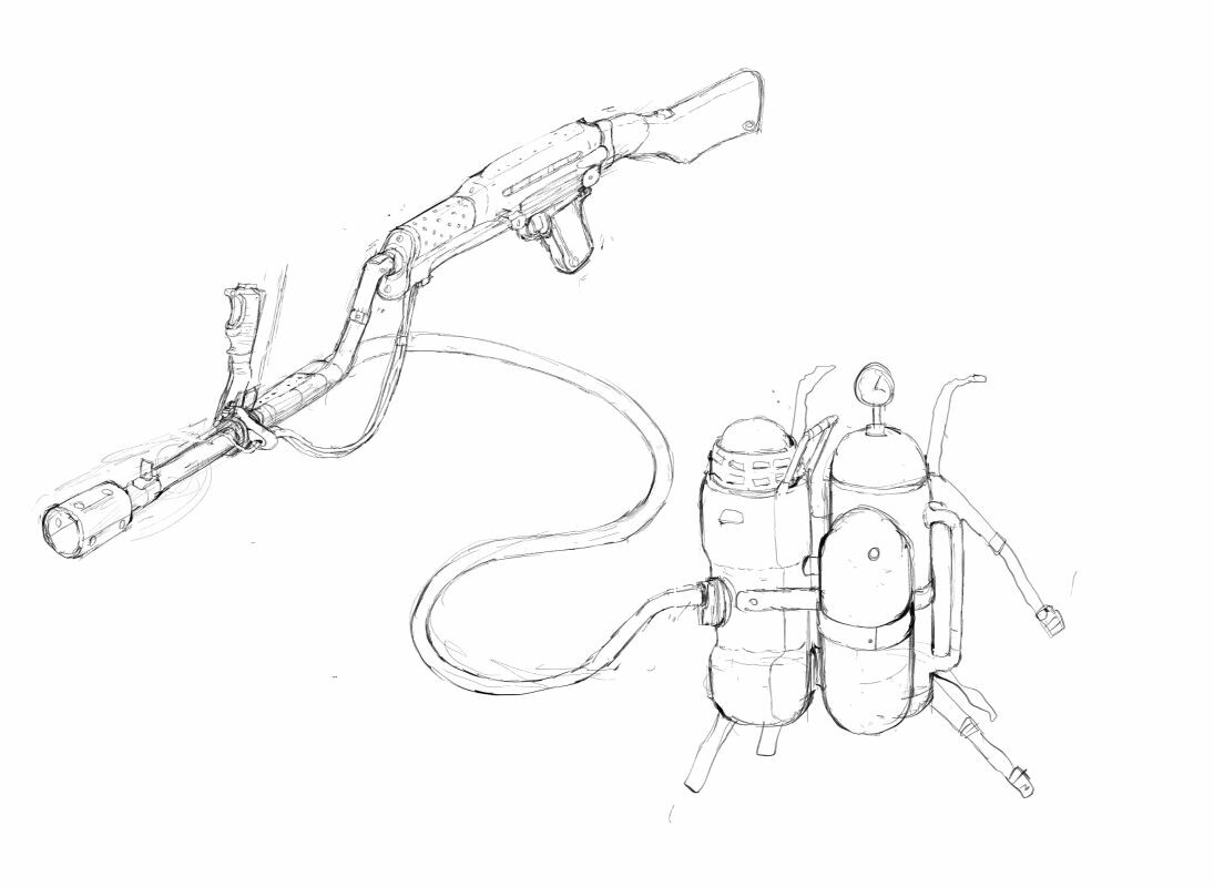 how to draw a flamethrower