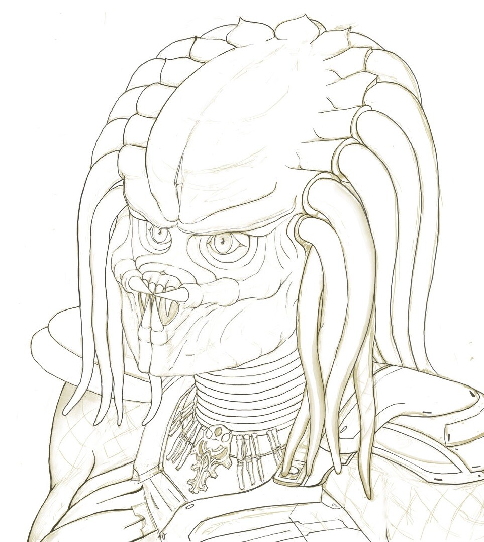 predator drawing outline