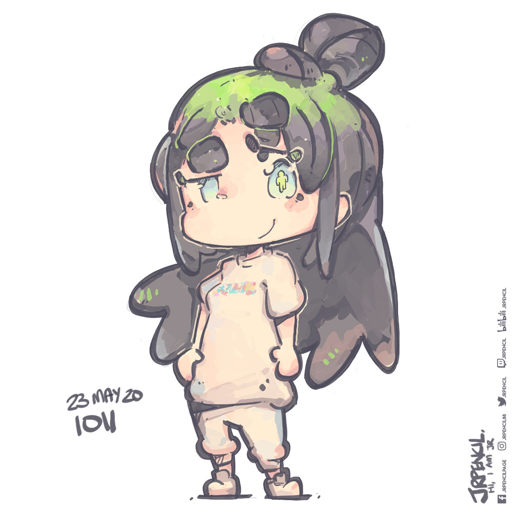 how to draw billie eilish cute