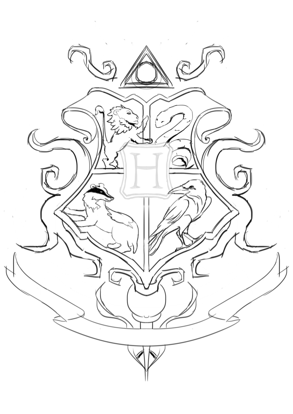 hogwarts logo drawing