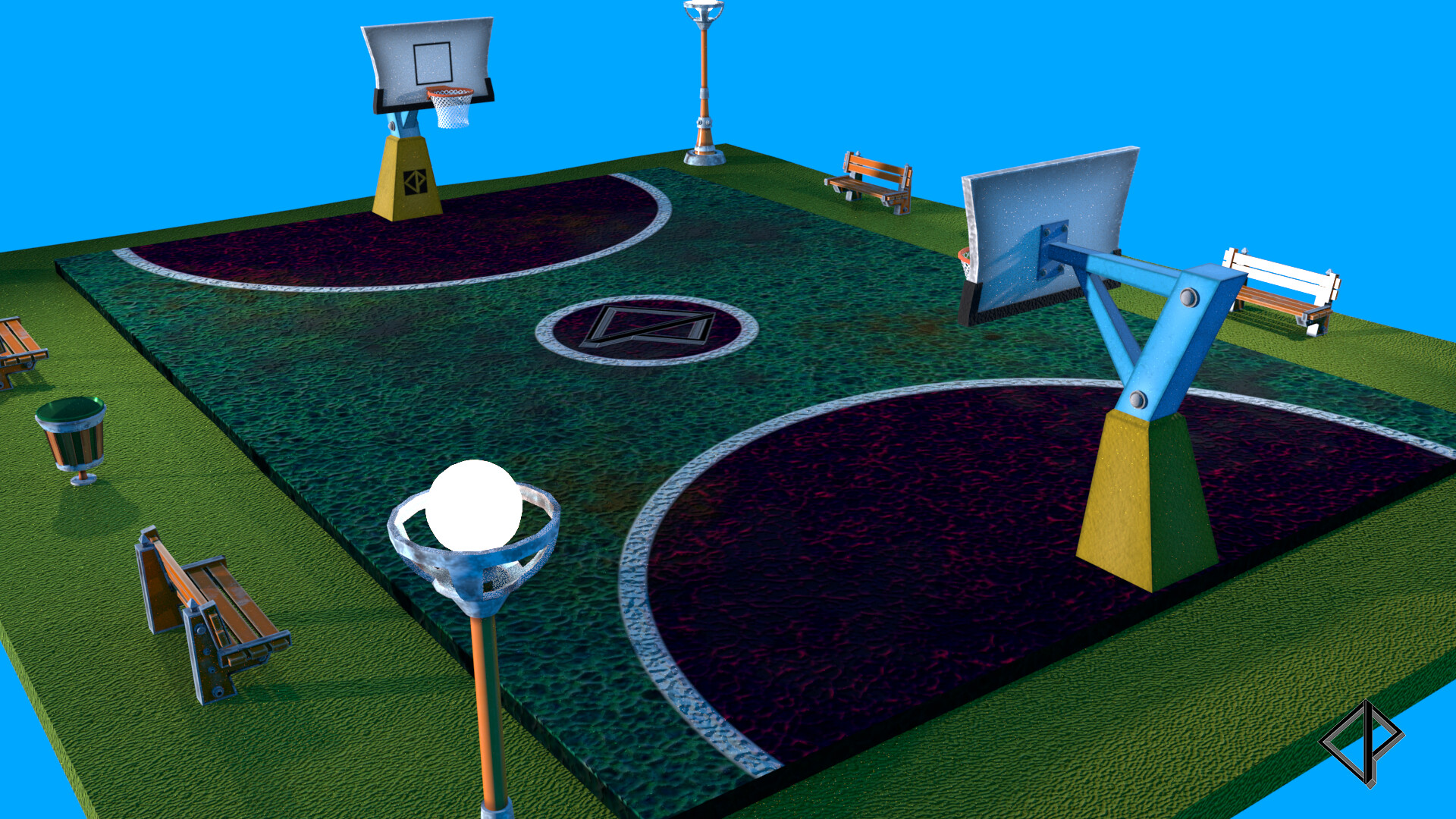 ArtStation - Stylized Outdoor Basketball Court/Park