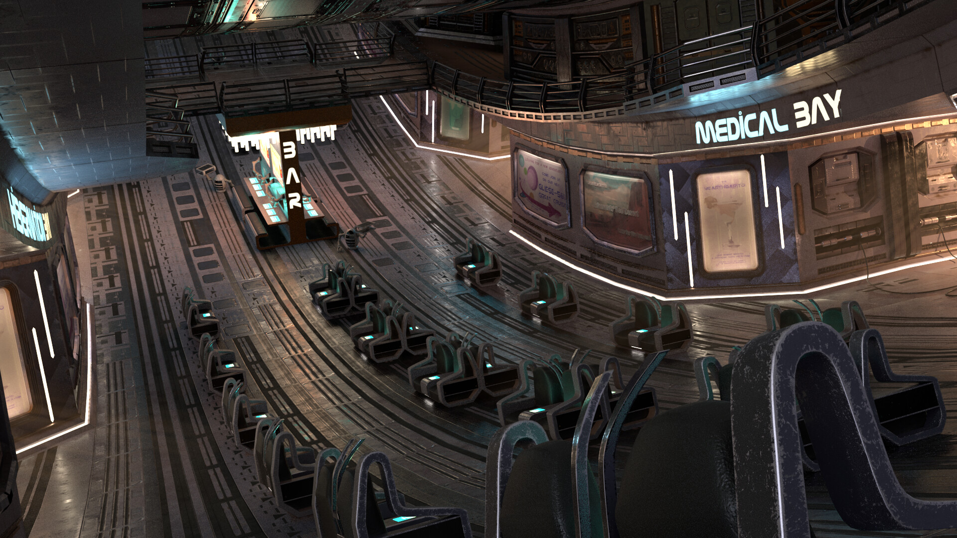 ArtStation - Sci Fi Spaceship Bar Lounge