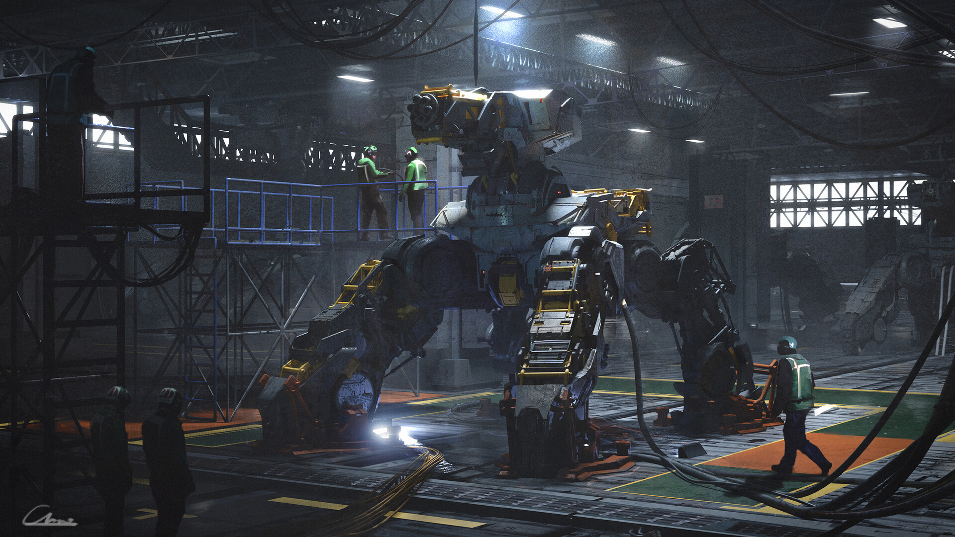 ArtStation - Mech Hangar Bay