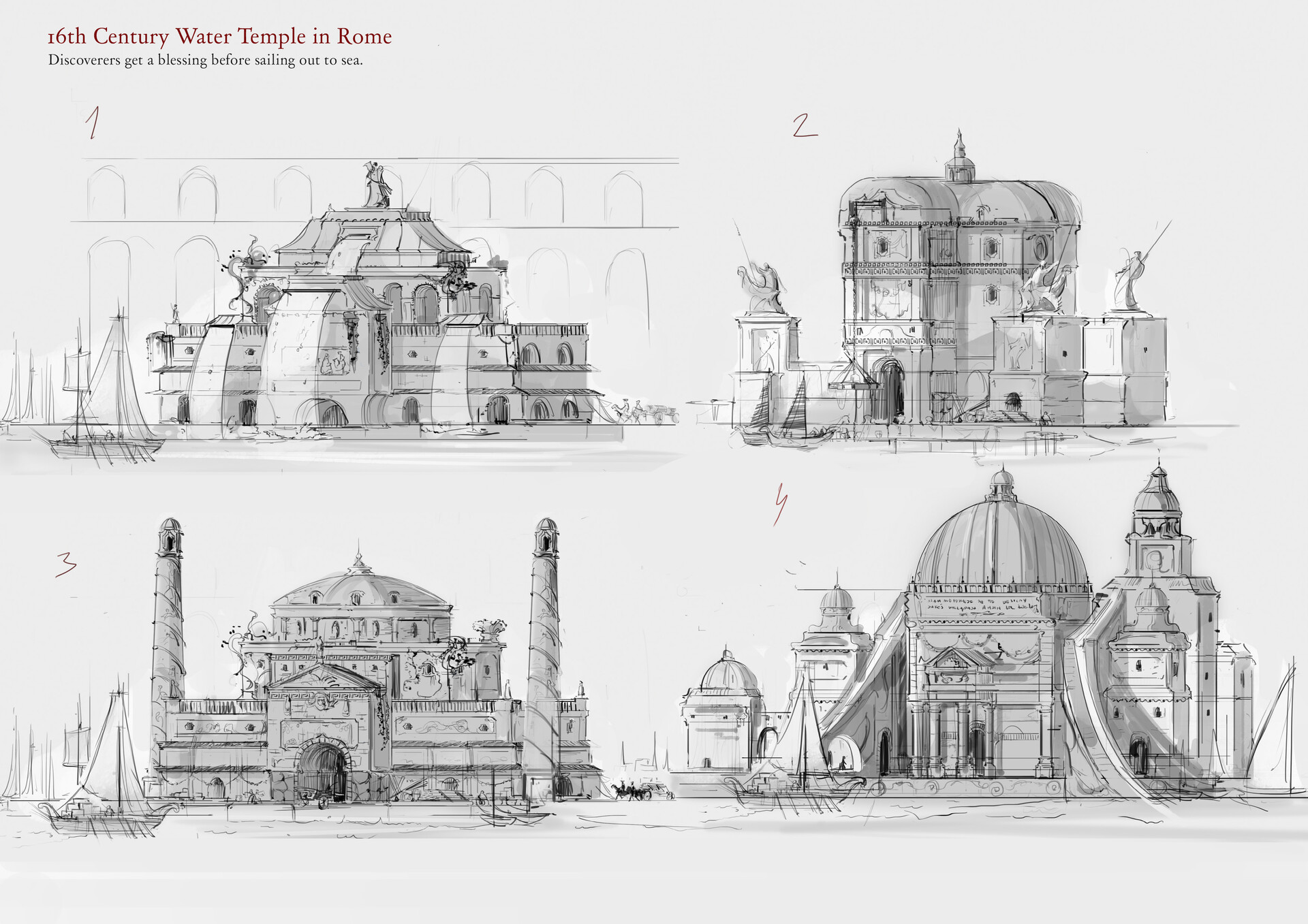 ArtStation - My 16th Century Rome Temples Designs
