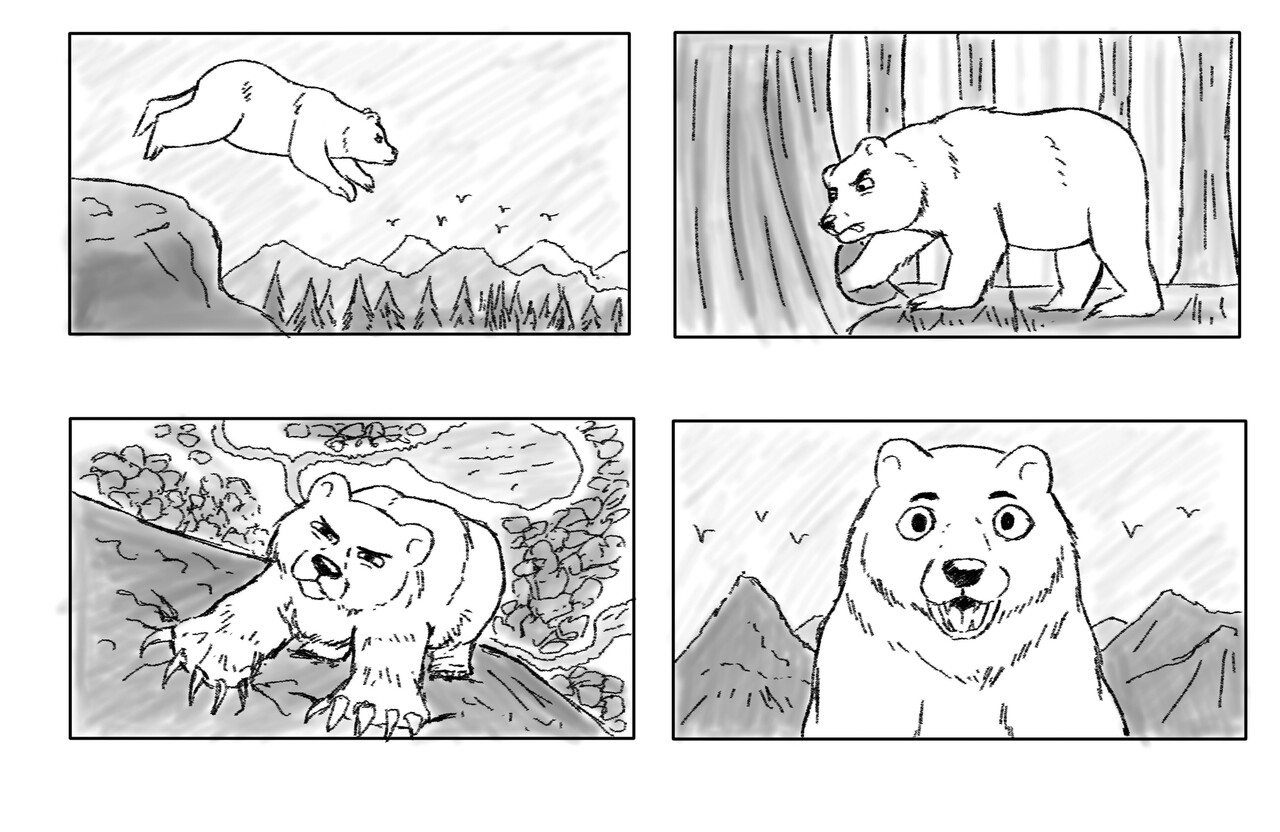 ArtStation - Storyboards: BEAR GROWLS - Born Survivor