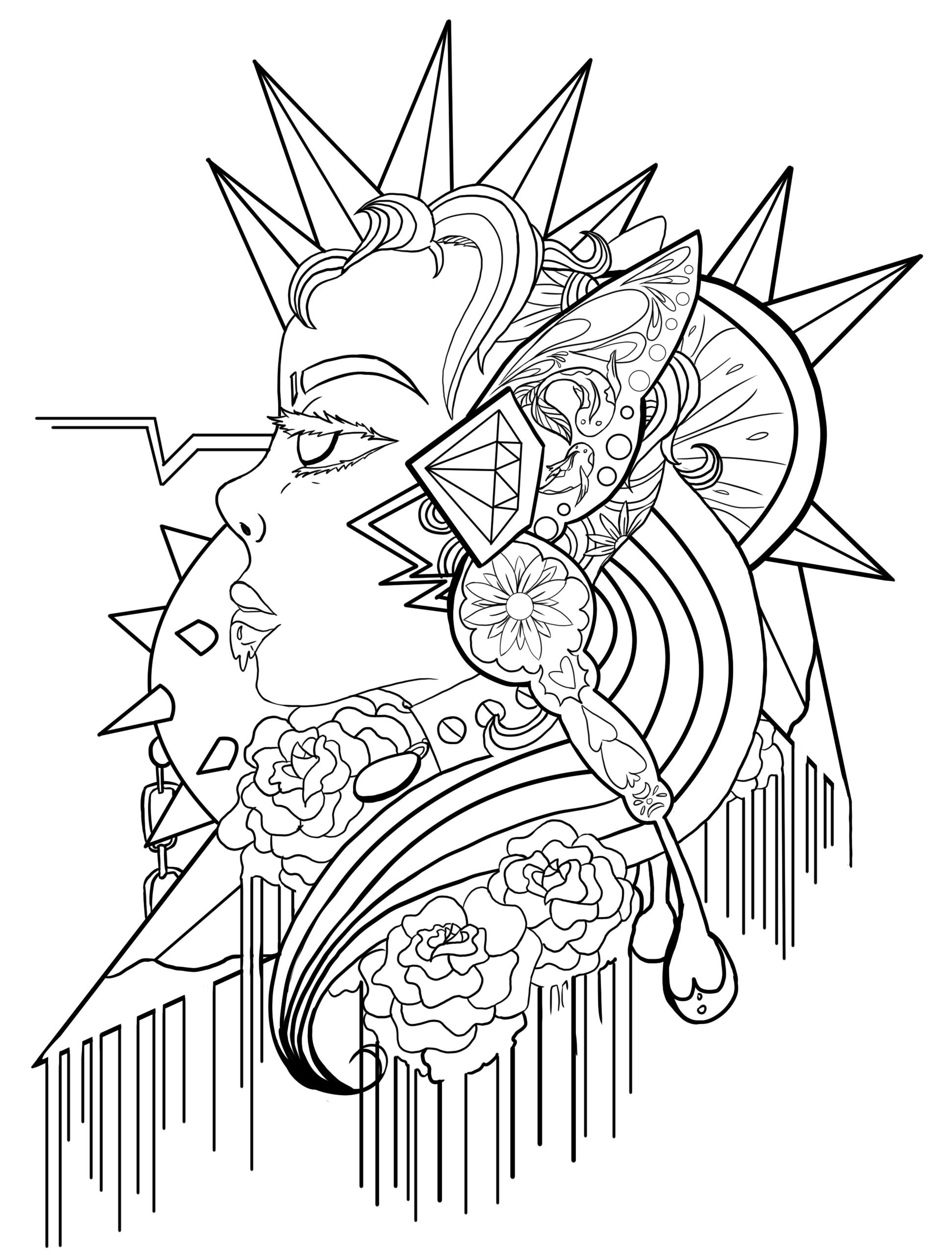 trippy girl coloring pages