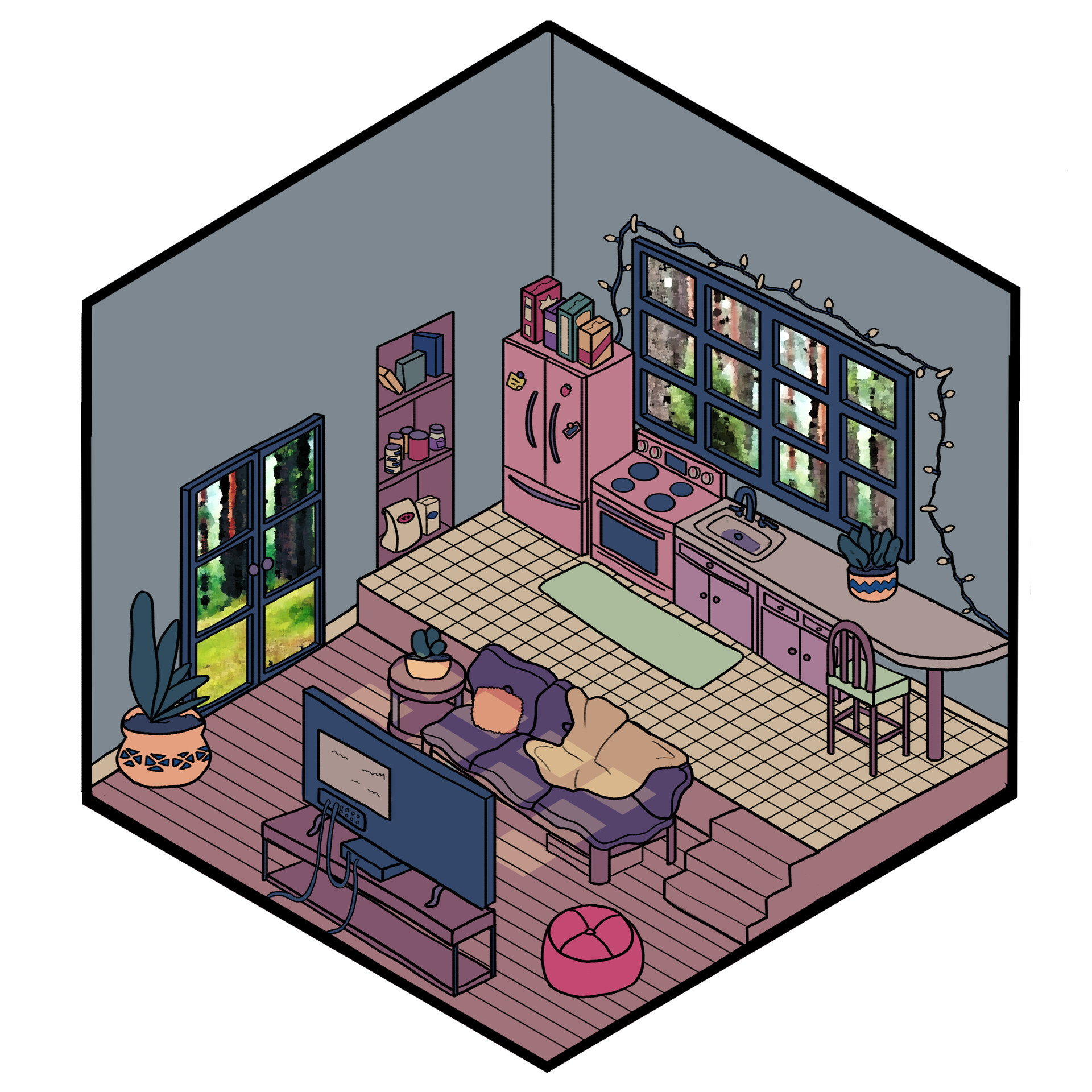 how to draw isometric room