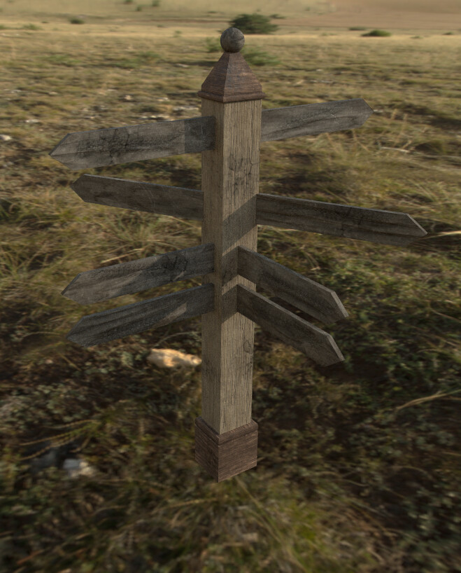 ArtStation - Old Road Sign 4 - Low Poly