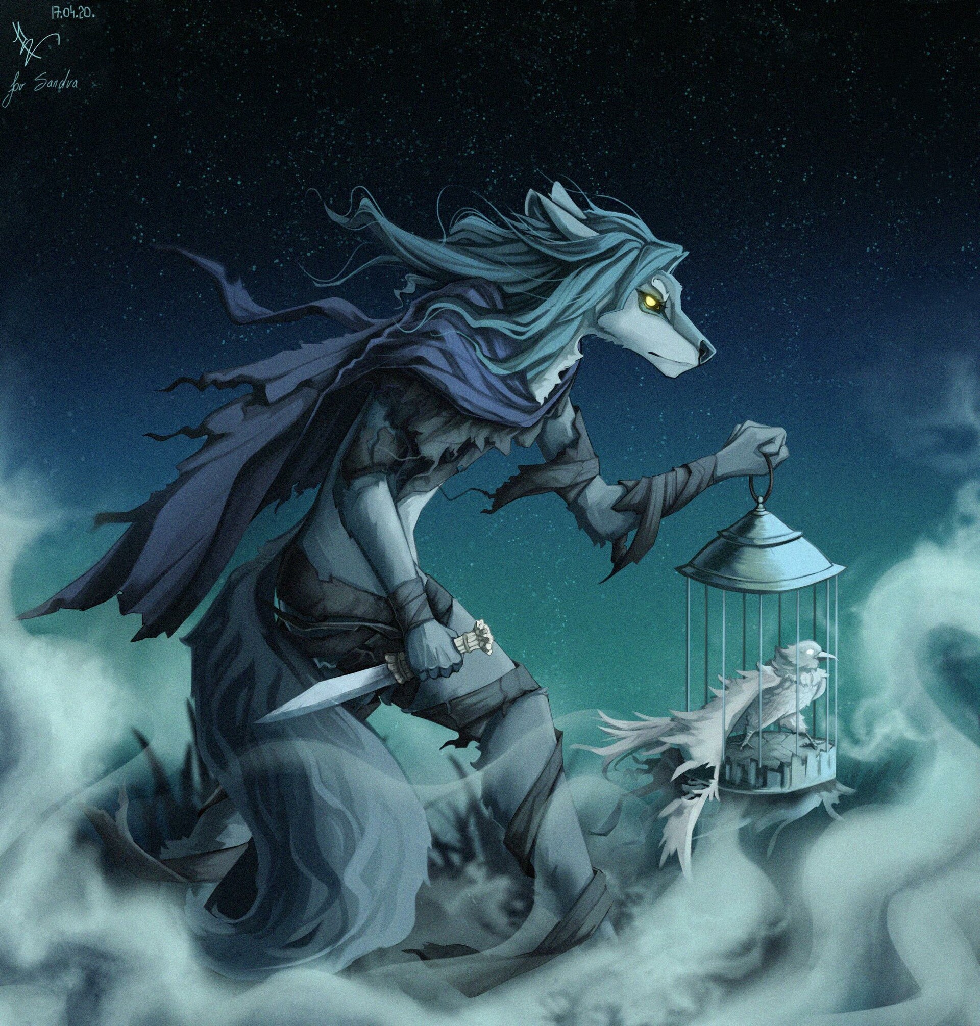 Tenebris Umbra - A wolf with a bird