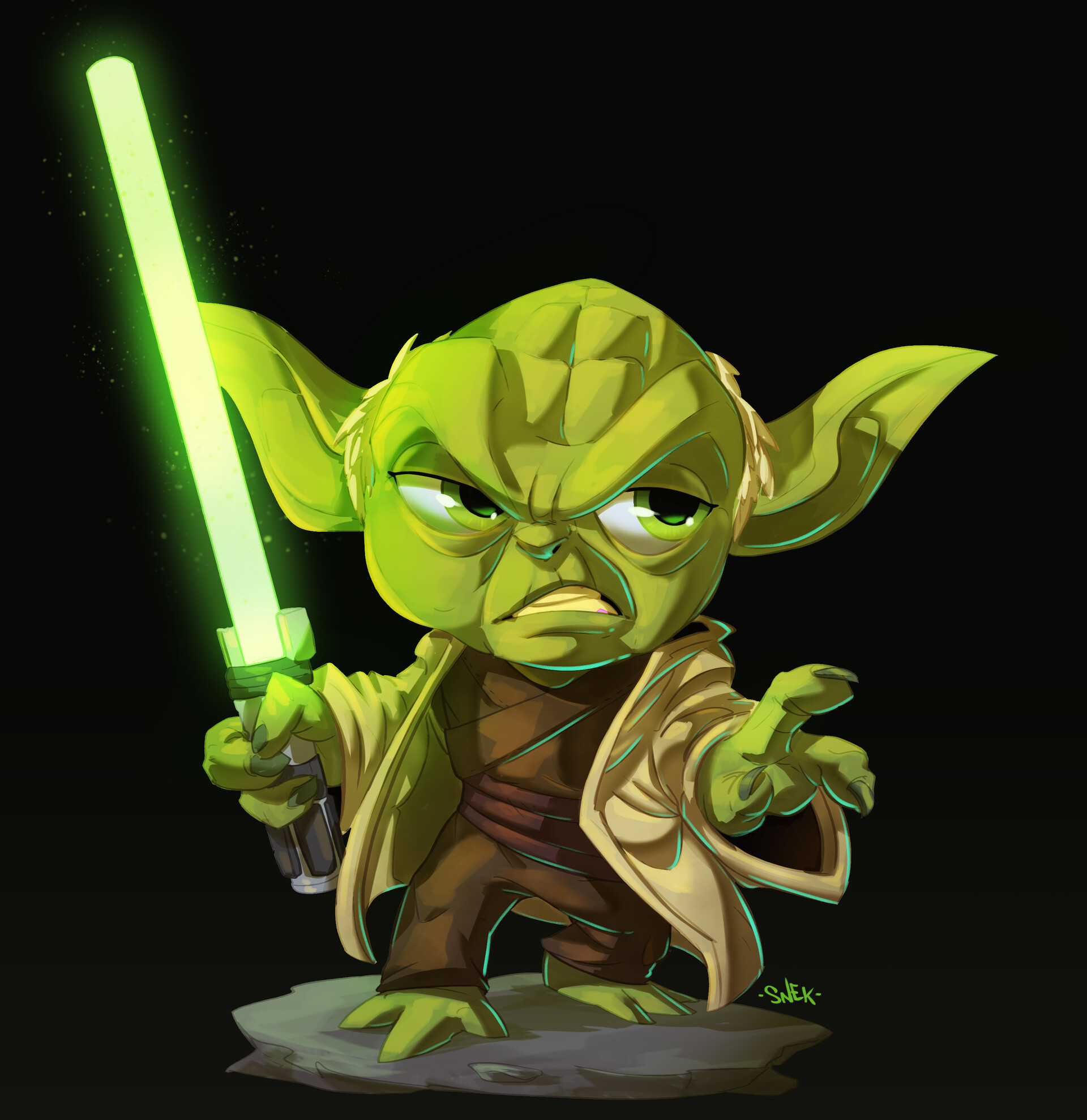 how to draw chibi yoda