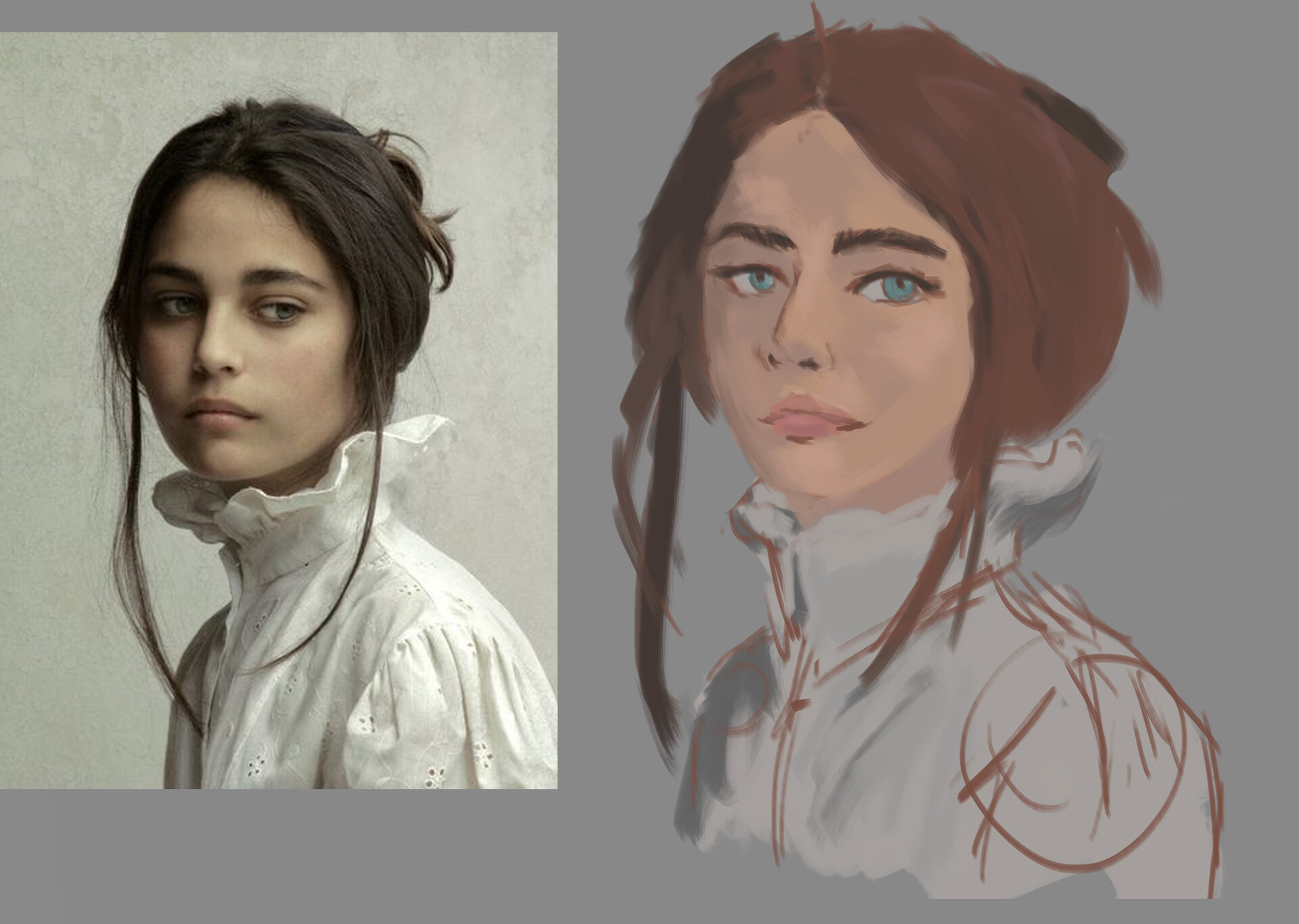 ArtStation - Day 8 Painting a face, big eyes