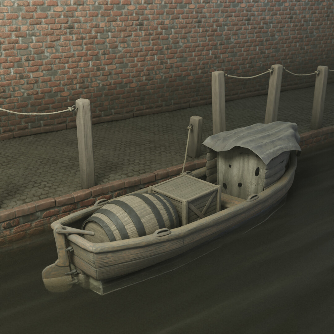 ArtStation - Boat with small Hut