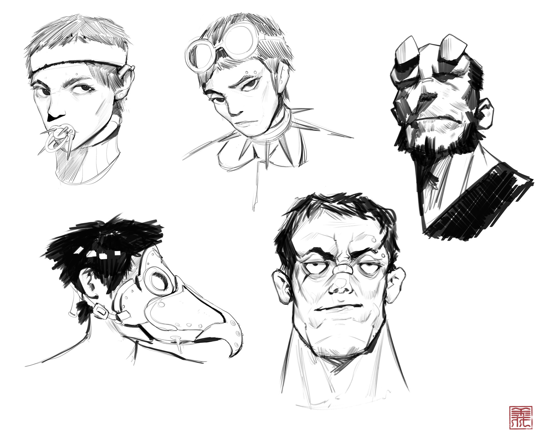 ArtStation - daily sketch [Heads]