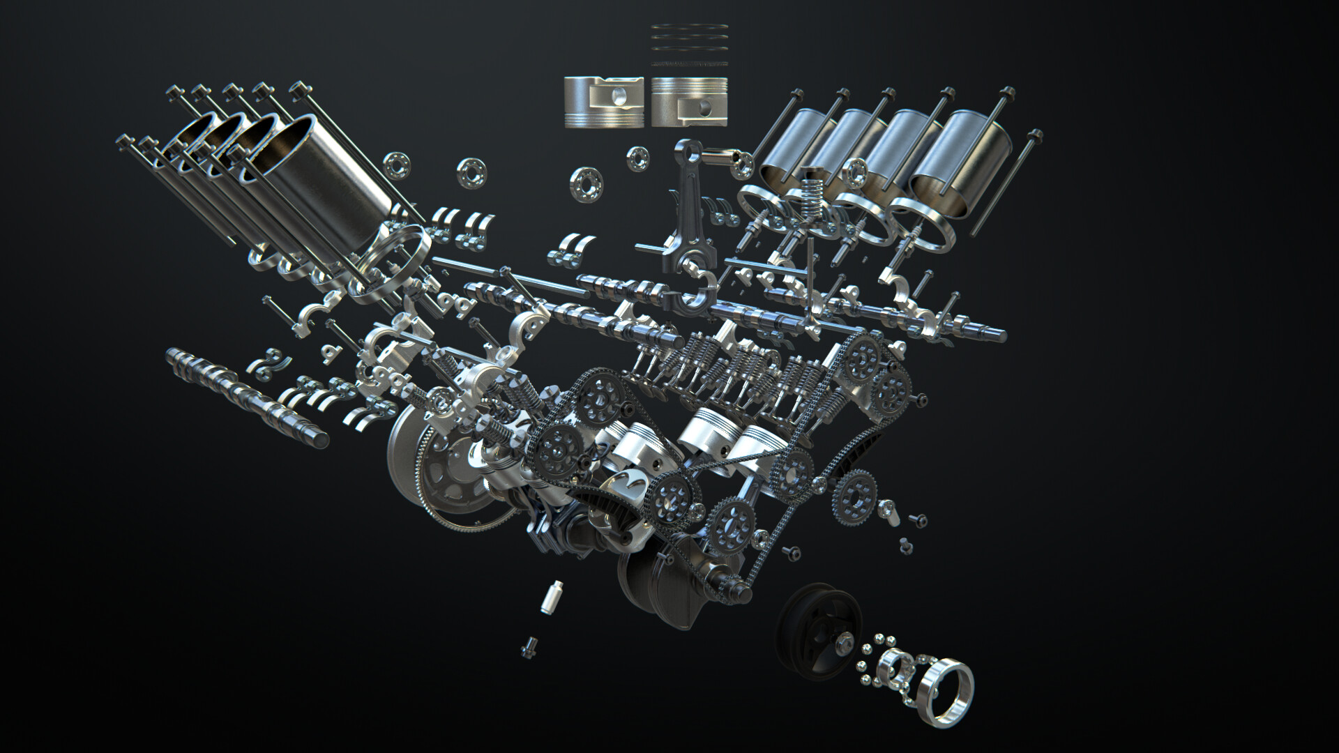 V8 Engine Animation Rotating V8 Engine Animation With Explosions