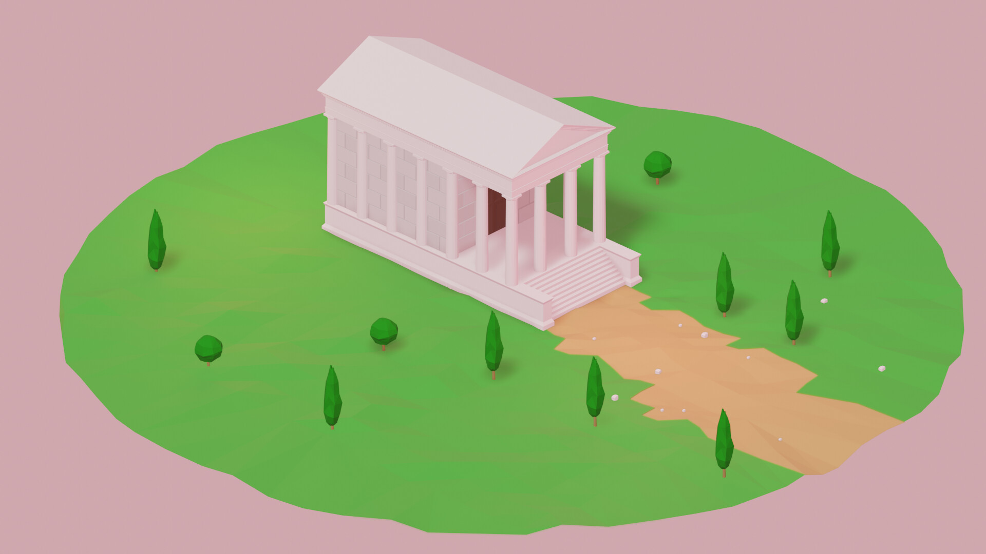 ArtStation - Low poly game asset greek temple