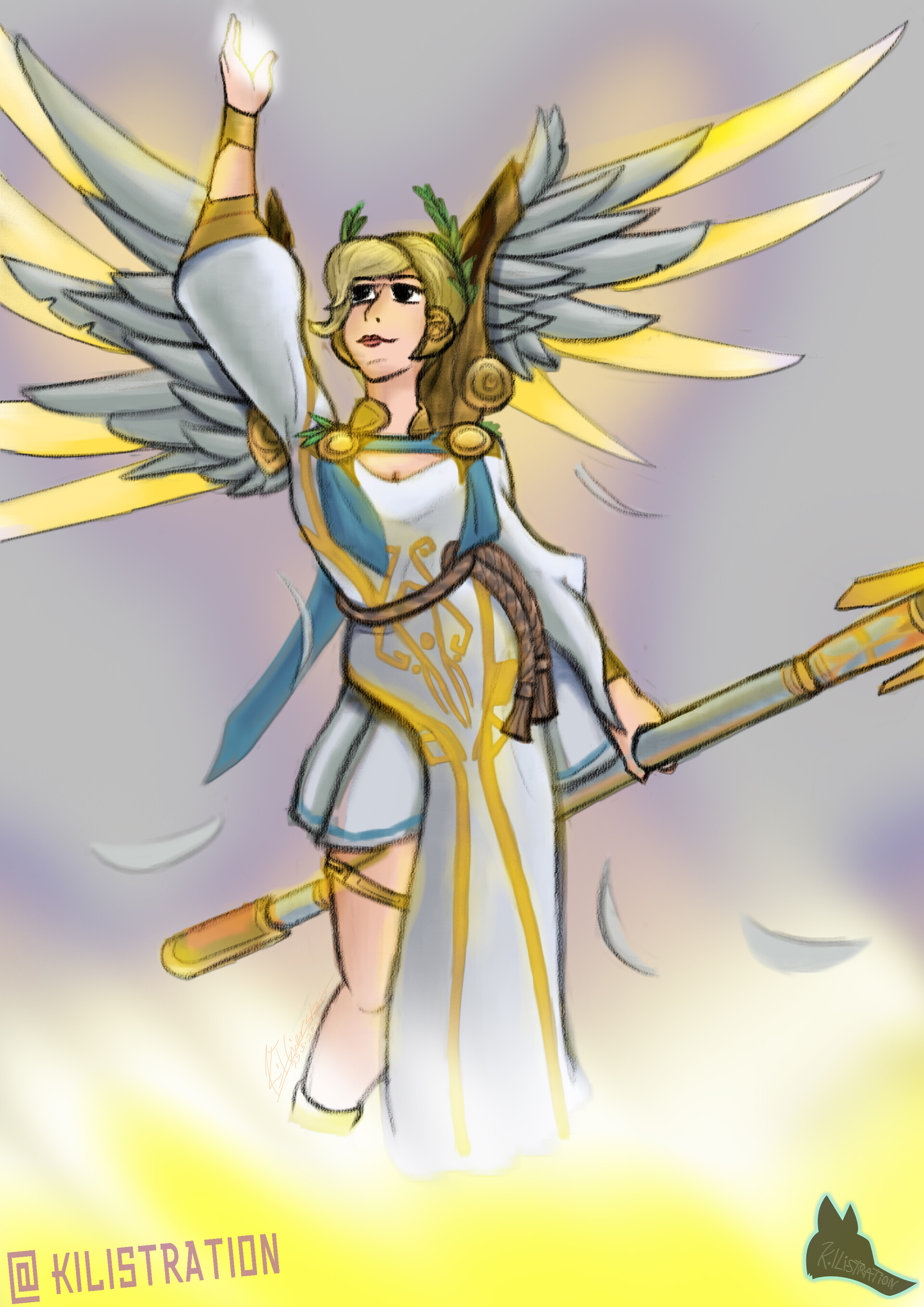how to draw mercy from overwatch step by step