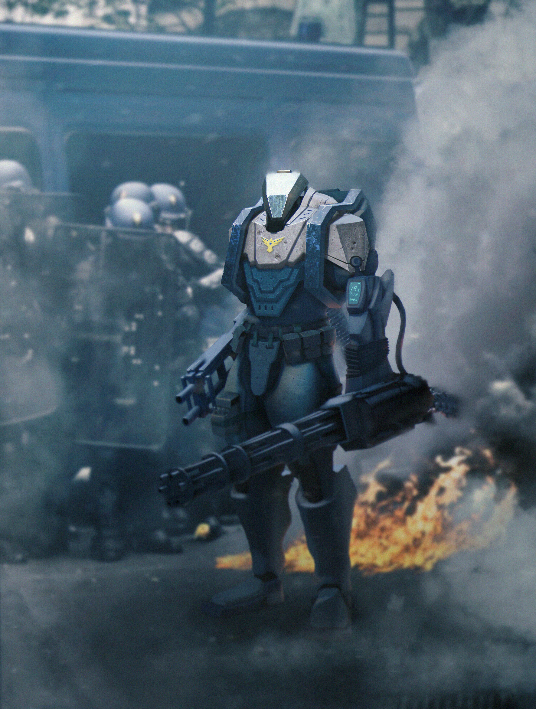 Artstation Police Robot Concept Gamzat Ramazanov