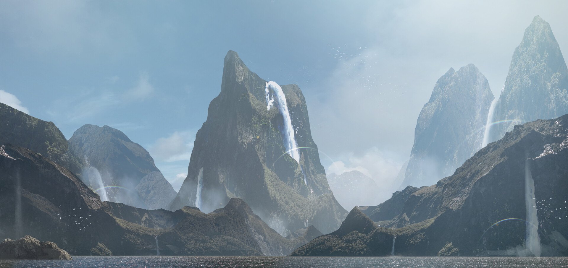 ArtStation - waterfall island