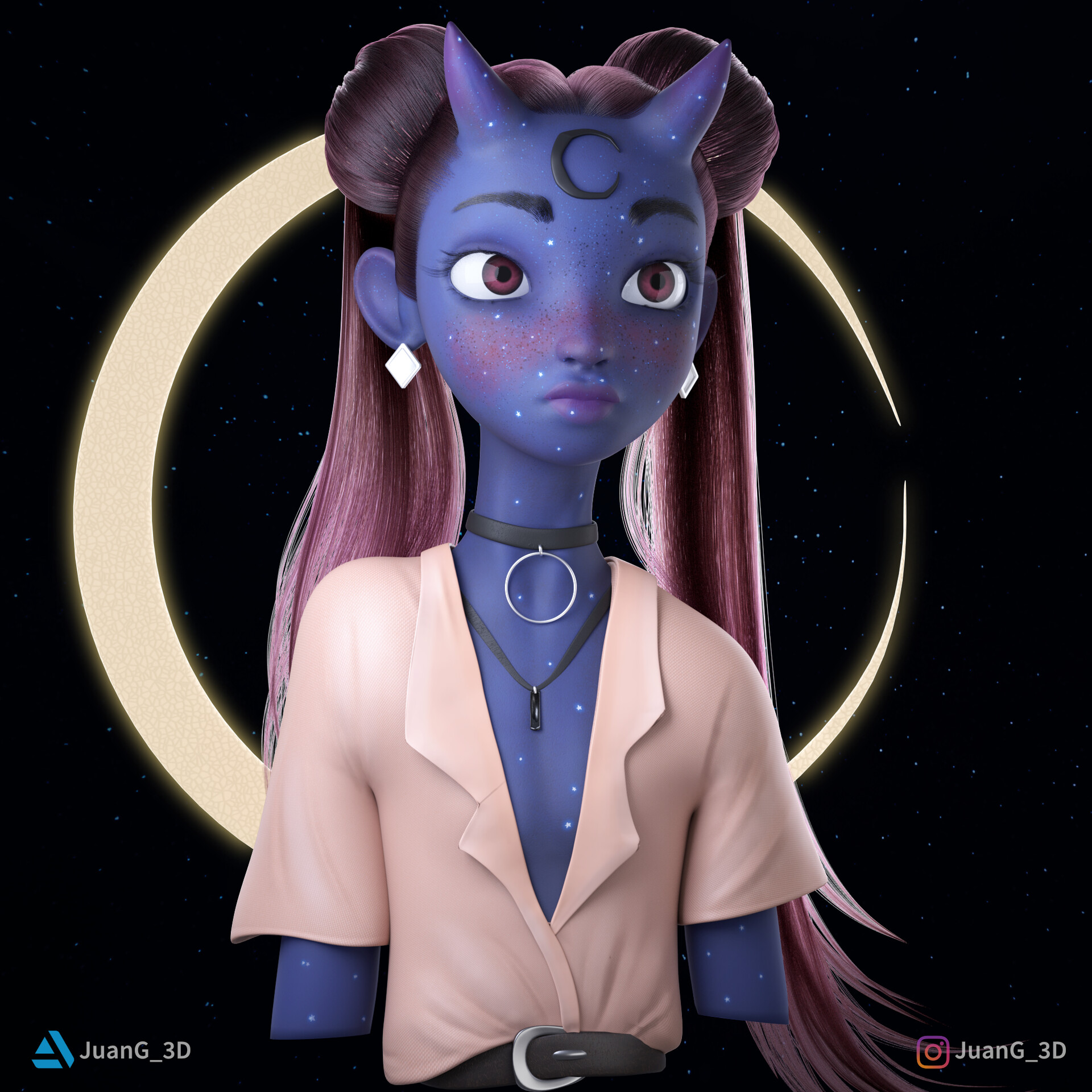 ArtStation - Blue Demon Girl DTIYS