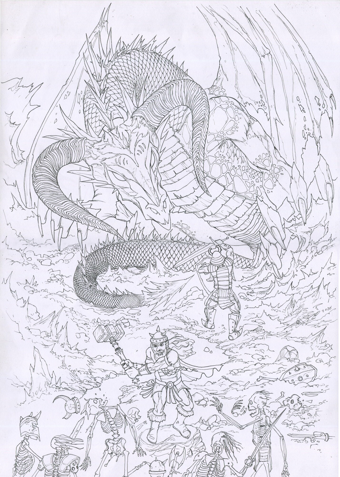 how to draw a dragon cave