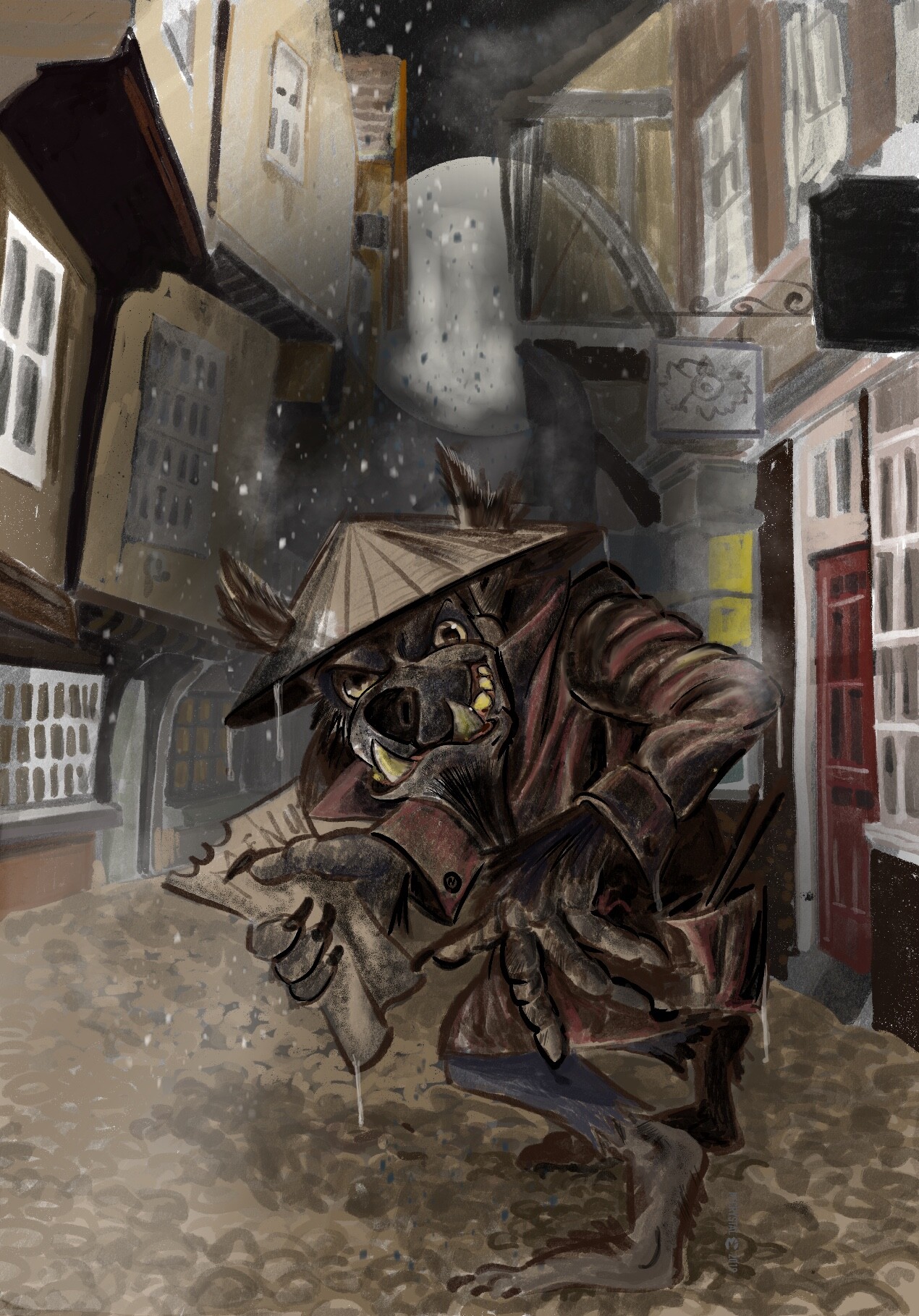 ArtStation - I saw a Werewolf with a Chinese menu in his hand..