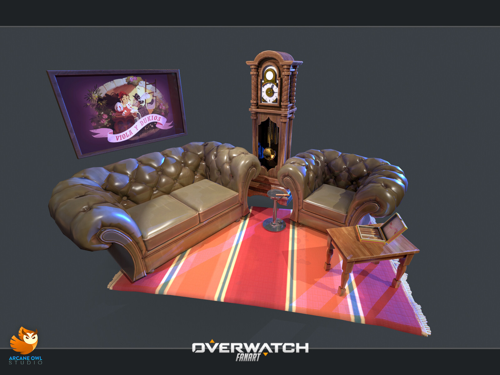 Arcane Owl Studio - Overwatch FanArt - Cigar Lounge Room