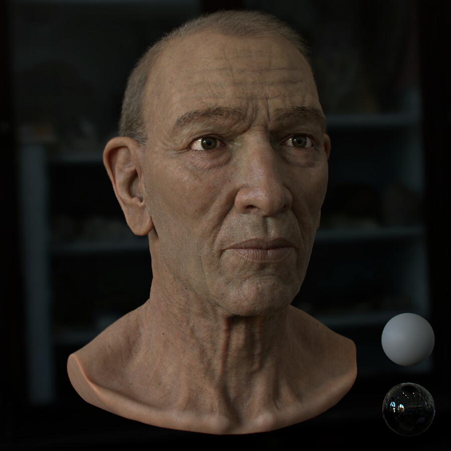 ArtStation - Old Man Character Bust - Textured