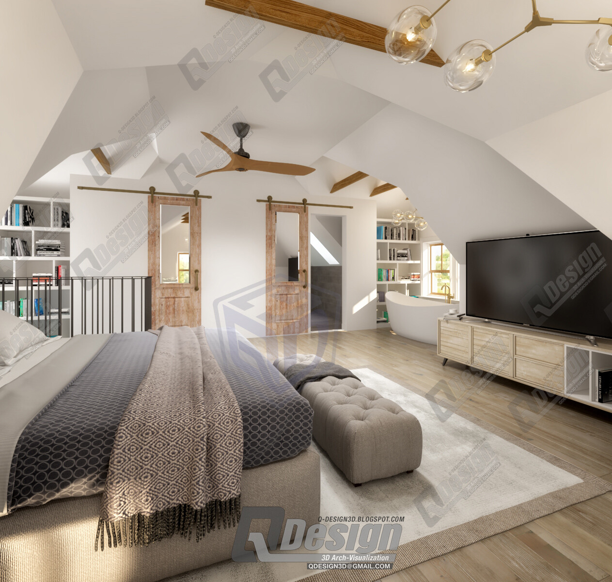 ArtStation - Attic Rendering Project on Wheaton Place