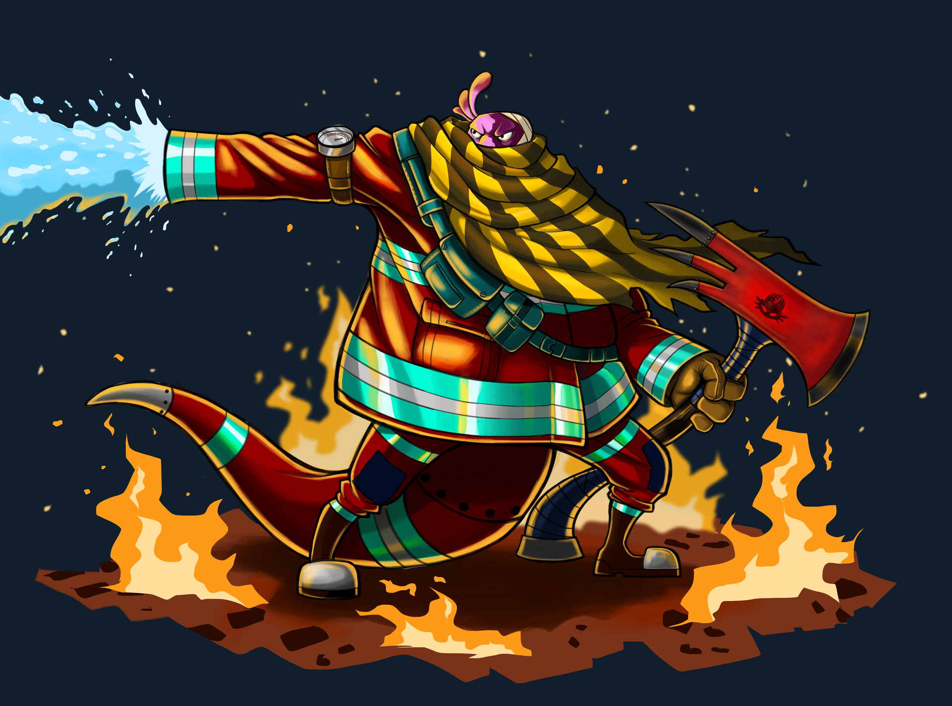 ArtStation - Fire fighter axolotl