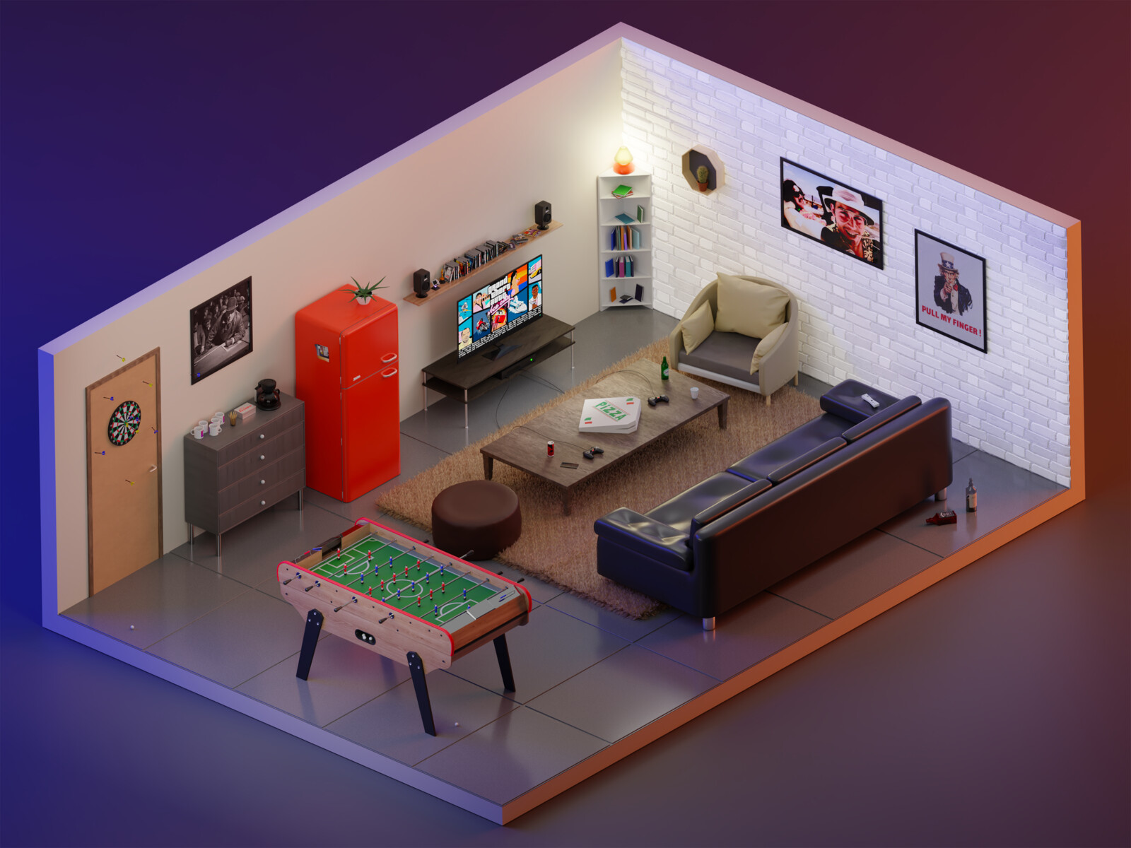 Benjamin Perrier - Blender Isometric "Corporate Lounge Room"