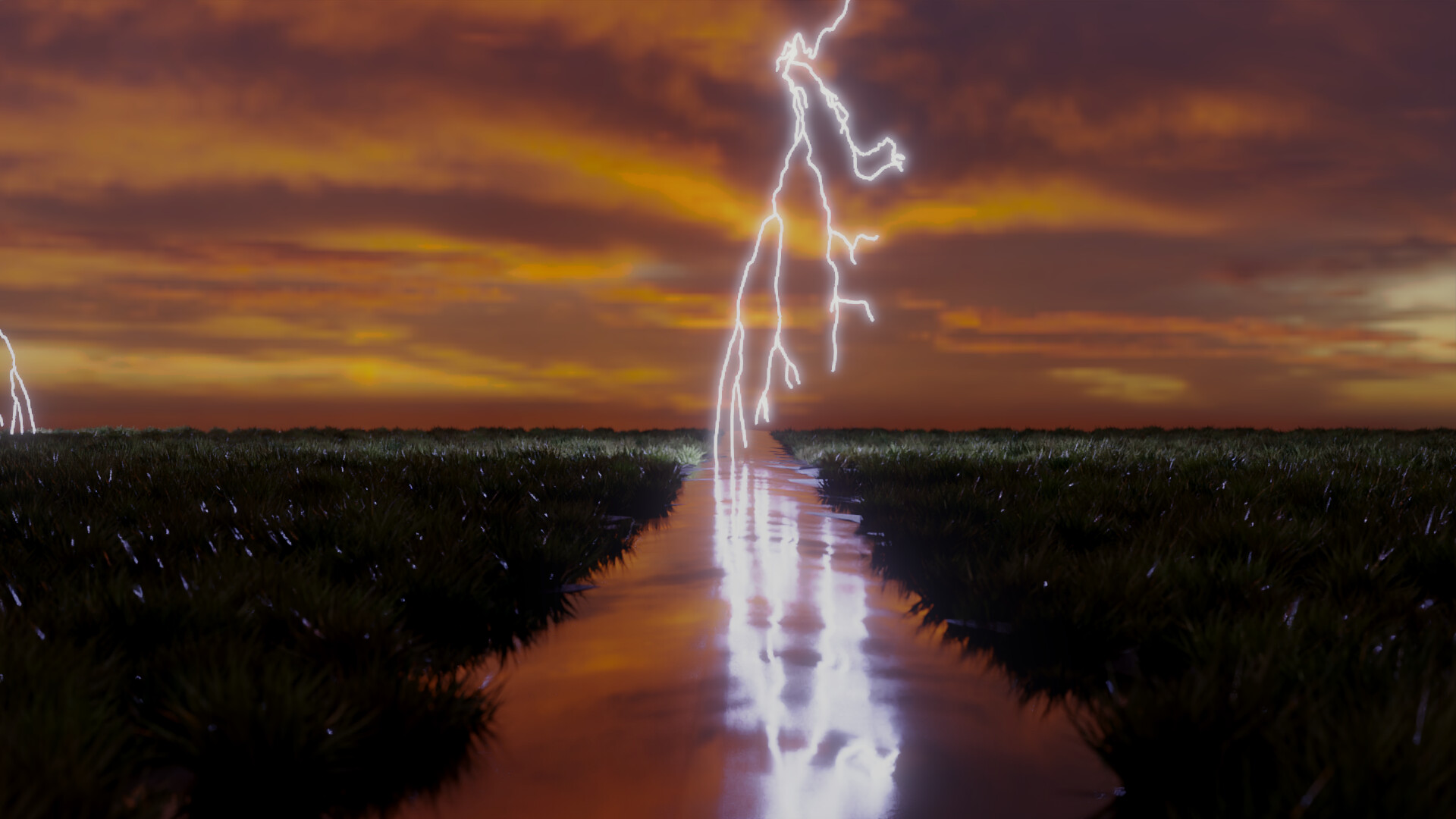 ArtStation - Lightning in the road