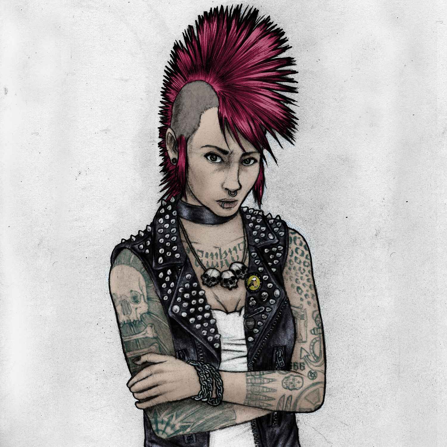 Punk Rock Girl Mohawk Drawing Mohawk