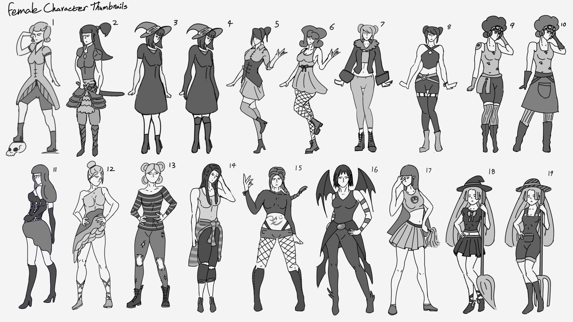 Sebastian Day - Farmer Girl Character Design & Turn Around Sheet