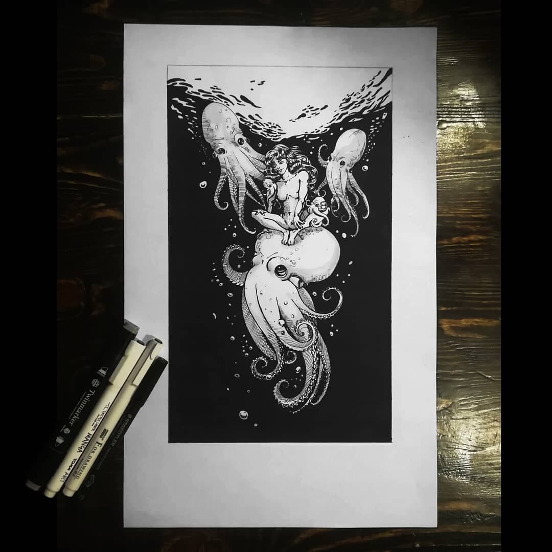 ArtStation - Lady and Octopus Family