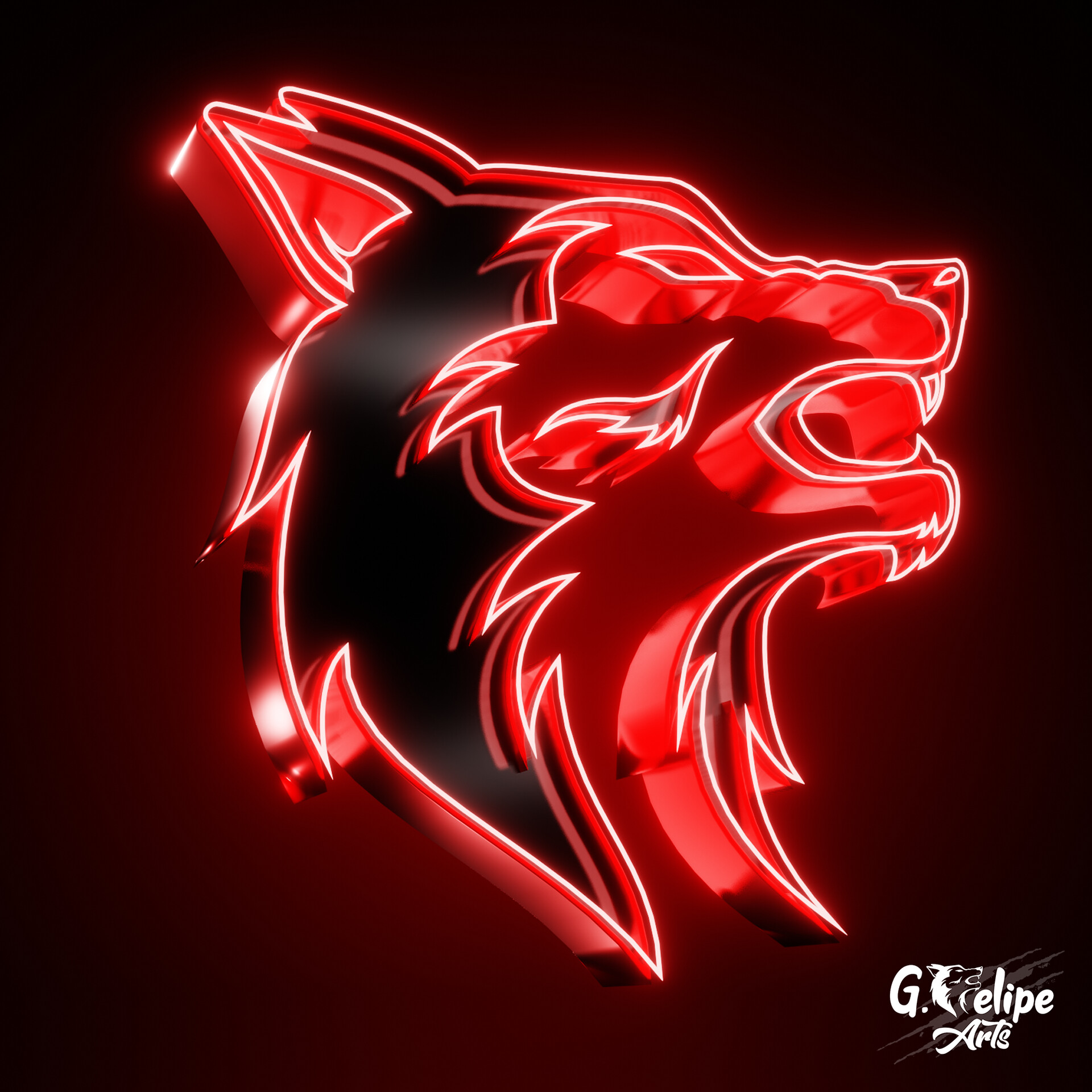 ArtStation - Logo 3D - Simbolo Neon G. Felipe Arts