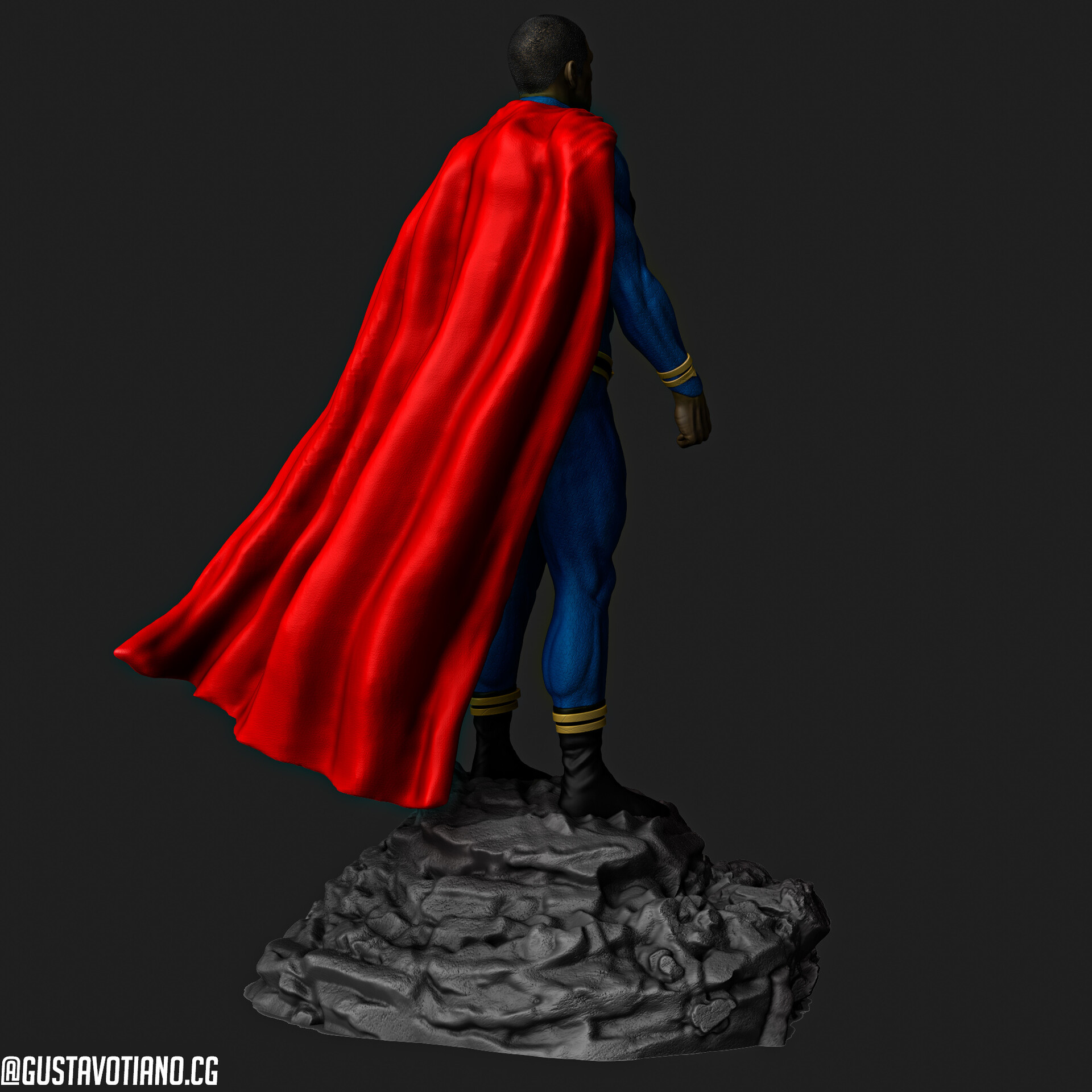 Gustavo Tiano - DC Black Superman Calvin Ellis fan art for 3D Print