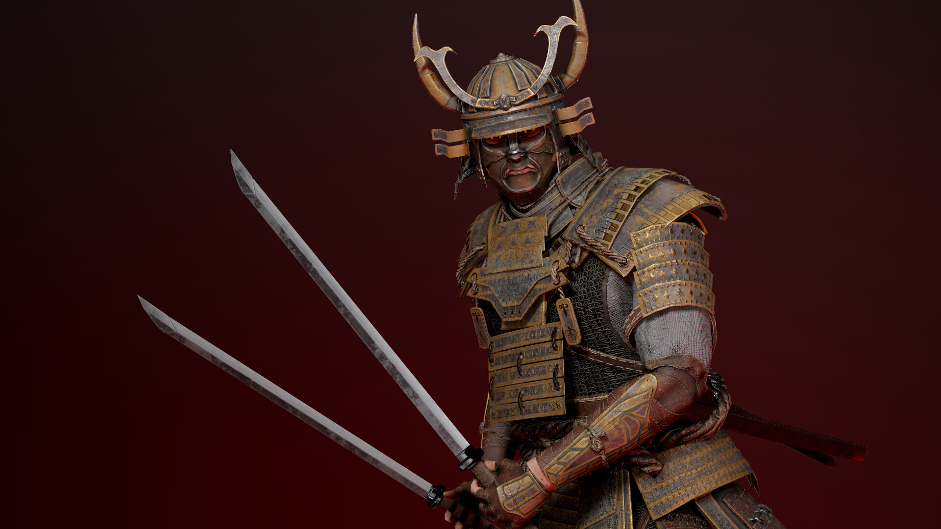 "SDKwarrior" - Samurai Boss Low-poly 3D model