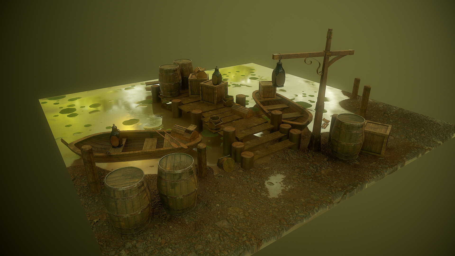 ArtStation - Small River Dock Scene