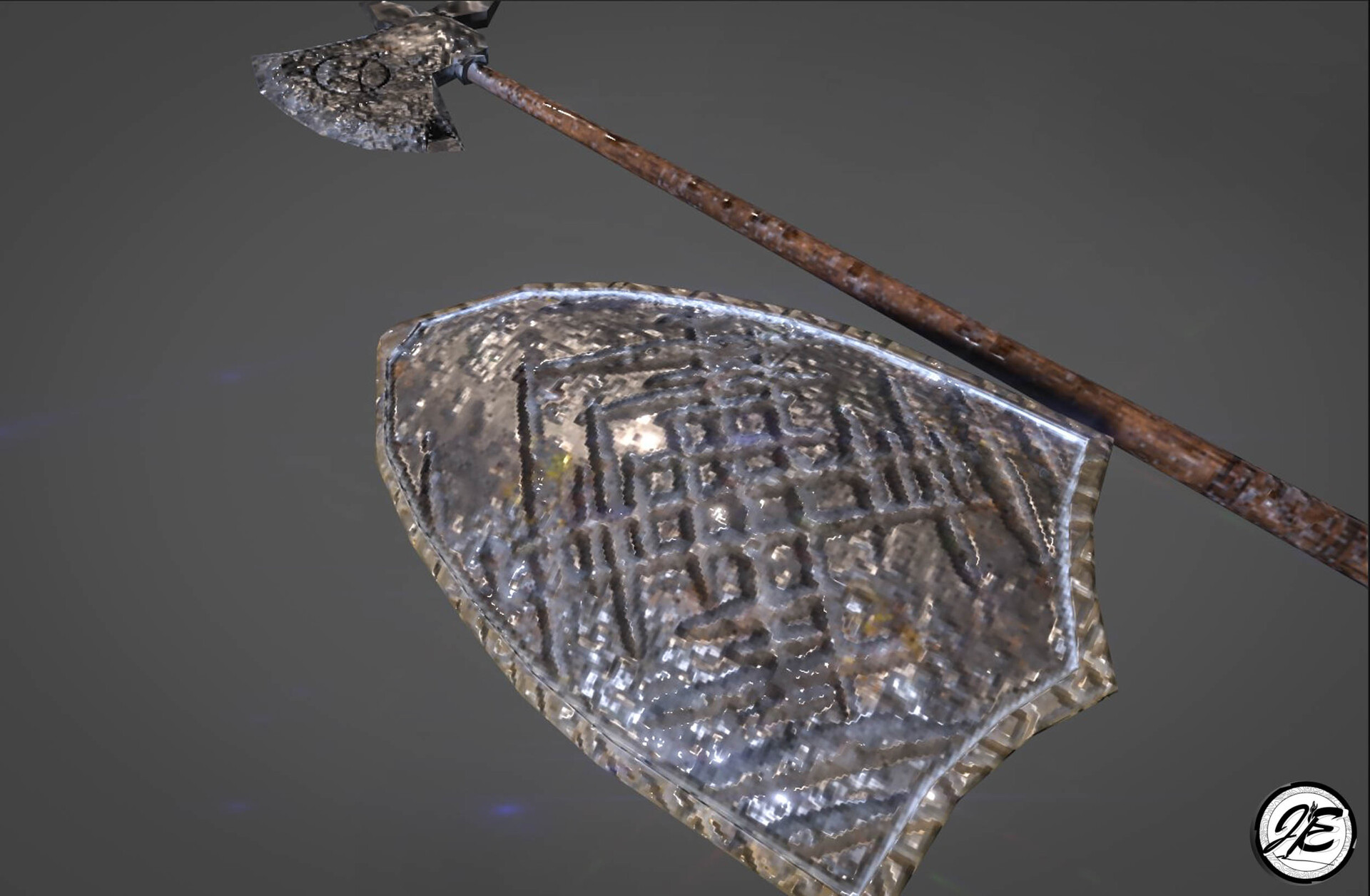 ArtStation - Rustic Frozen Viking War Axe and Shield