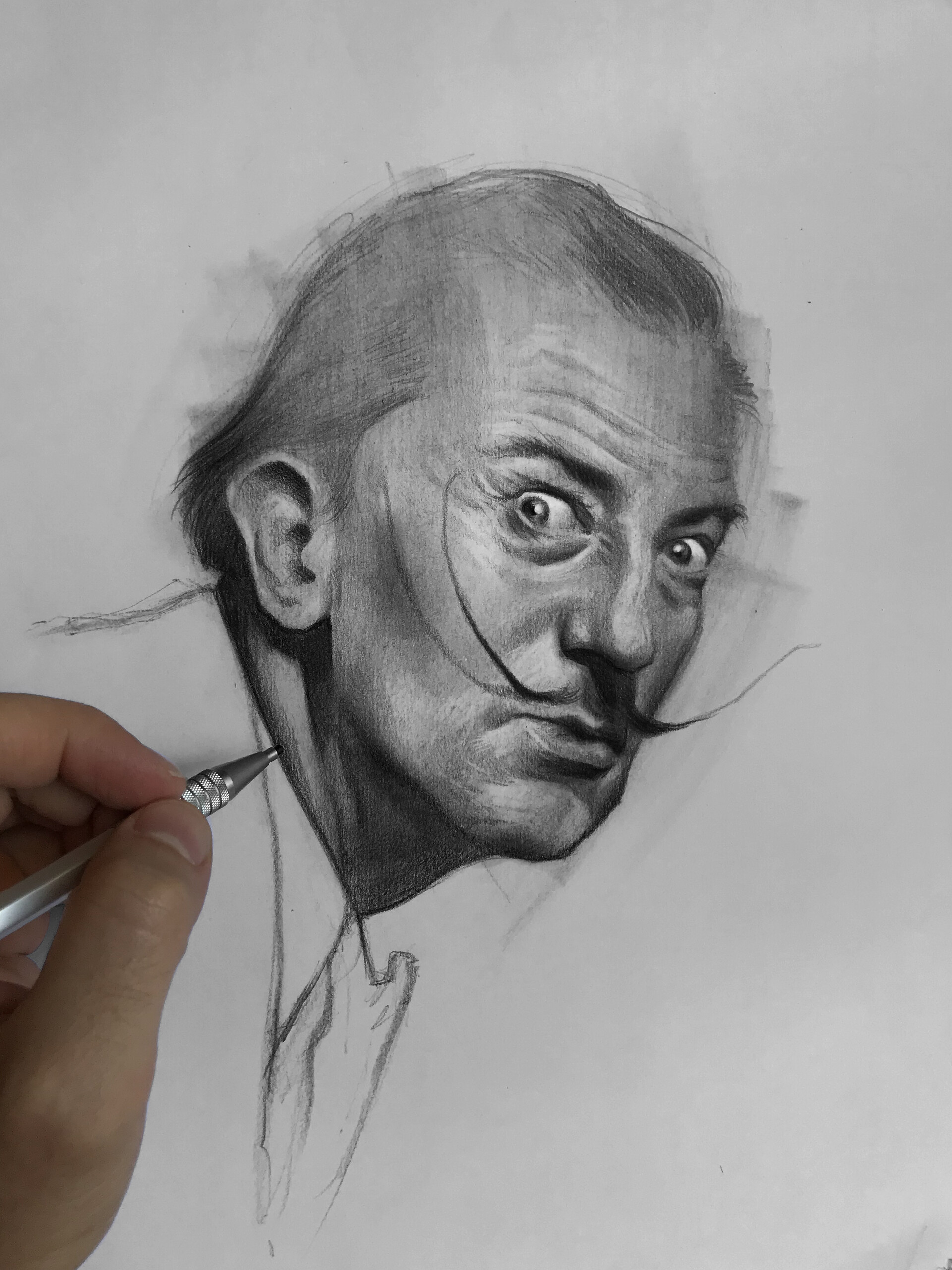 ArtStation - Dali graphite portrait