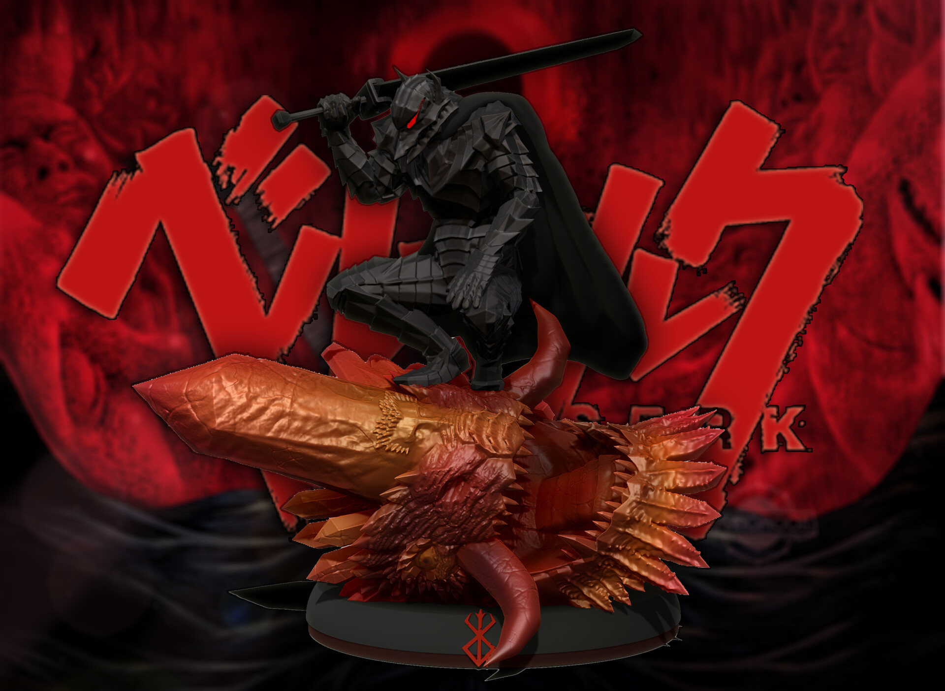 ArtStation - berserk guts vs grunbeld 3d print statue