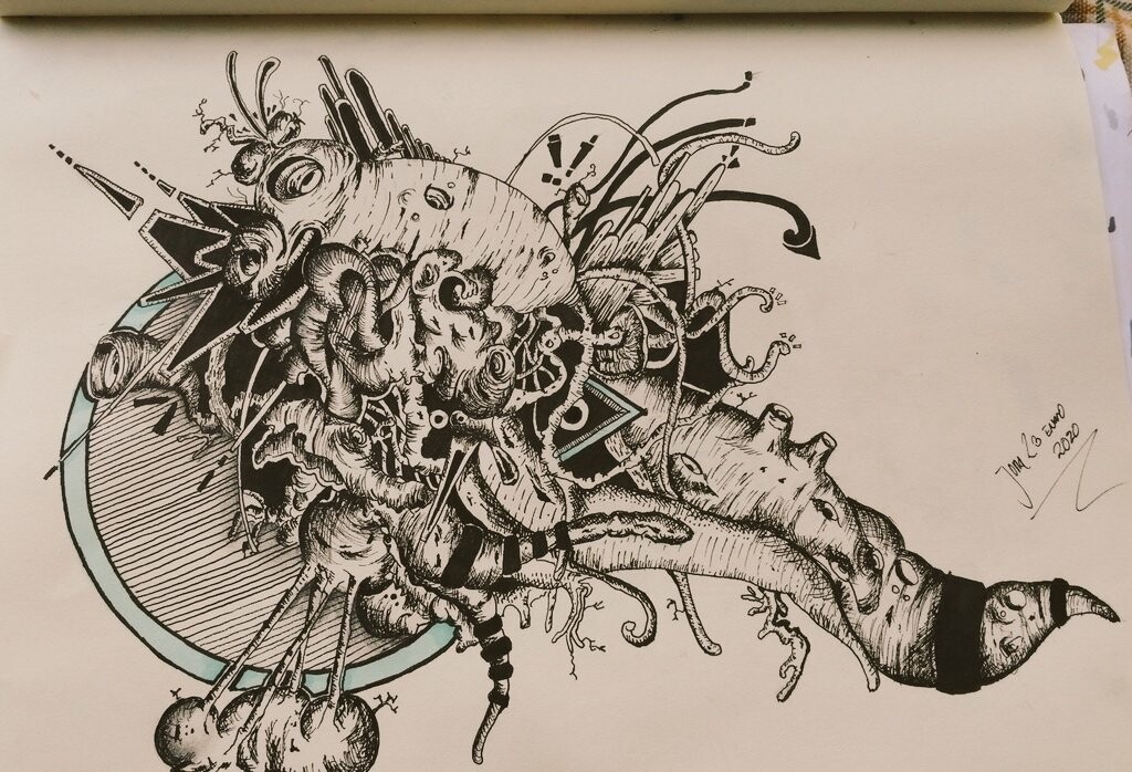 ArtStation - Abstract art, cross hatching style