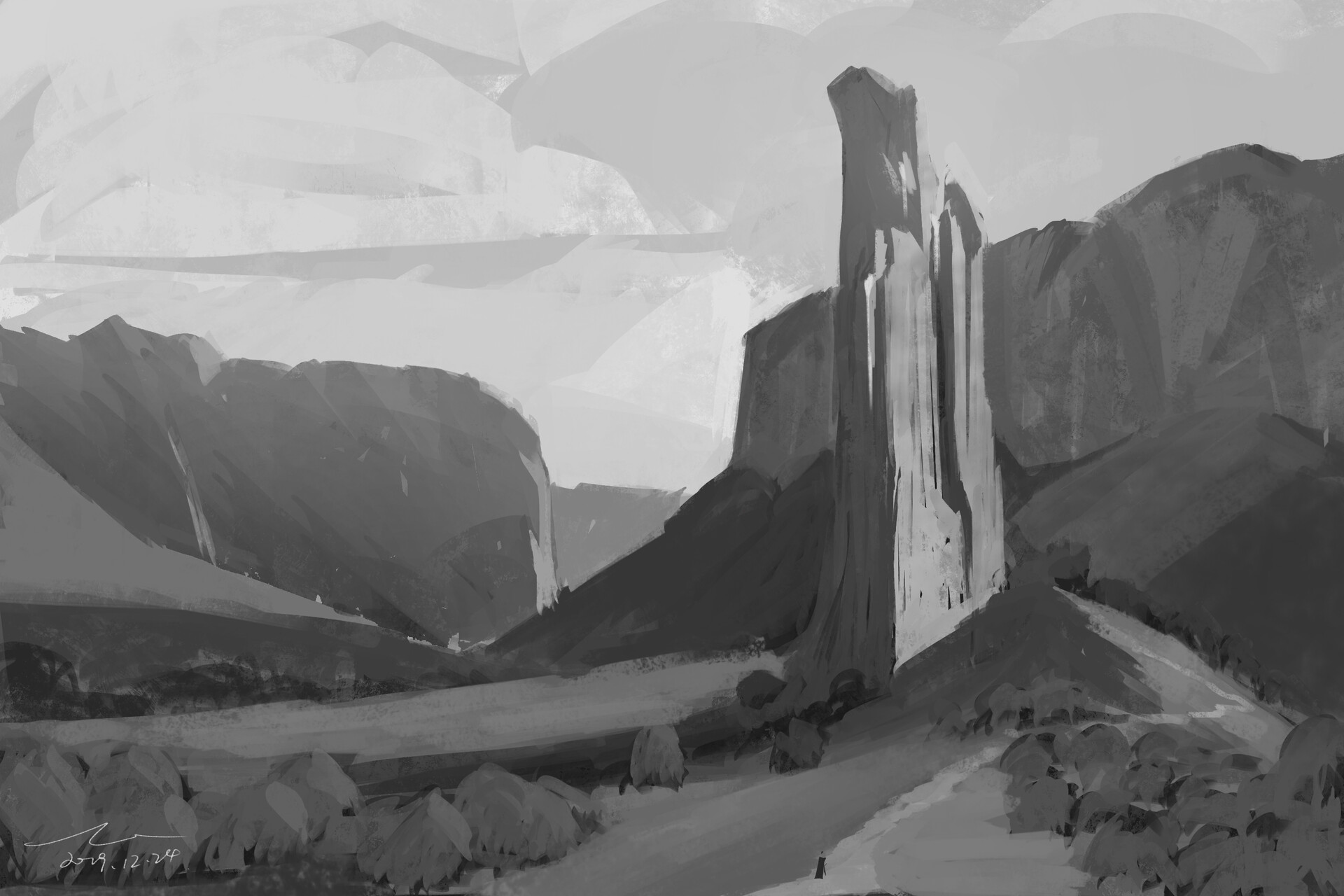 ArtStation - Landscape Value Study , Yujie Li