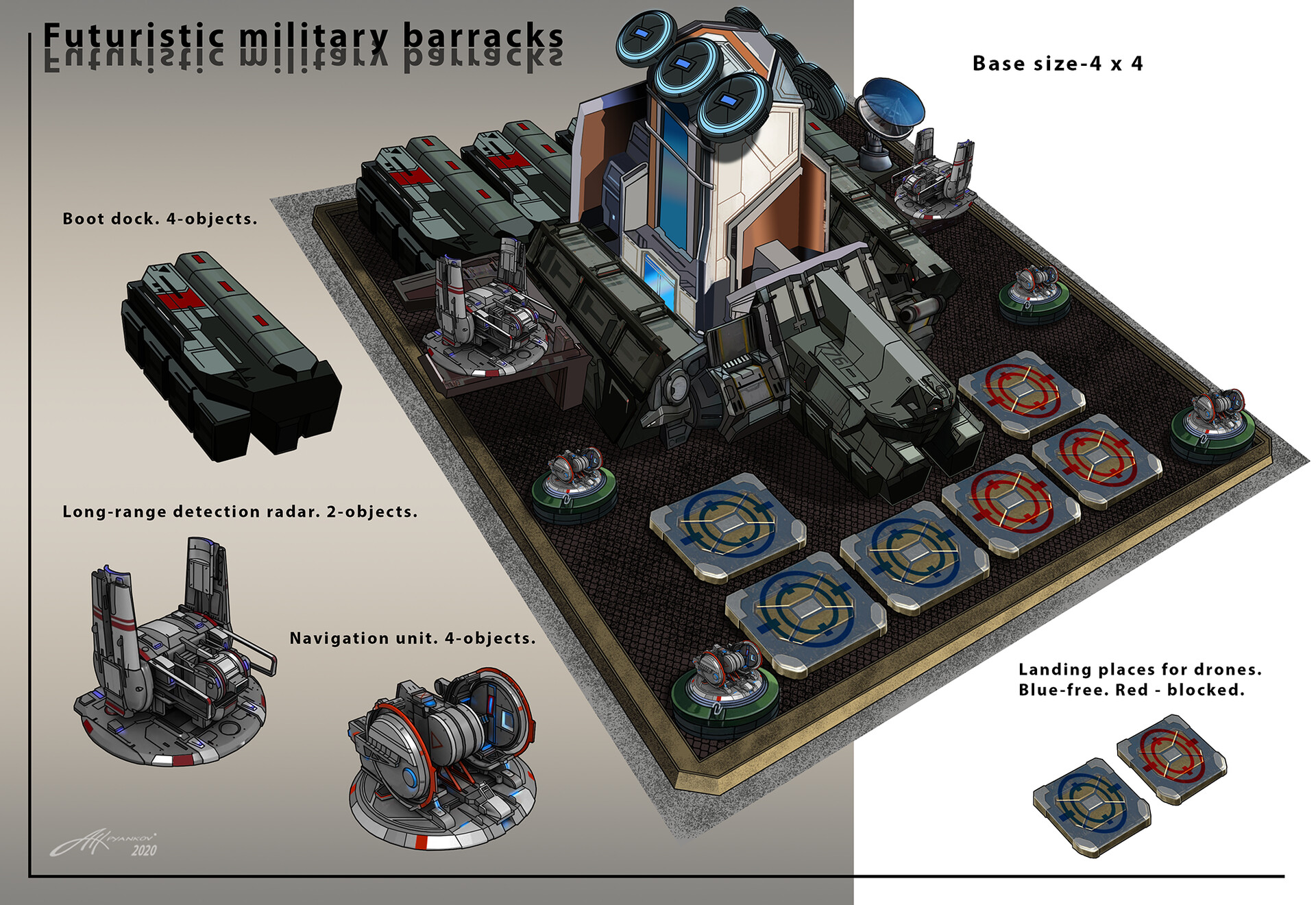 ArtStation - Futuristic military barracks