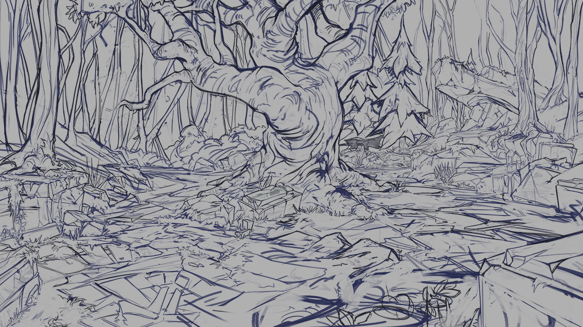 clean forest drawing