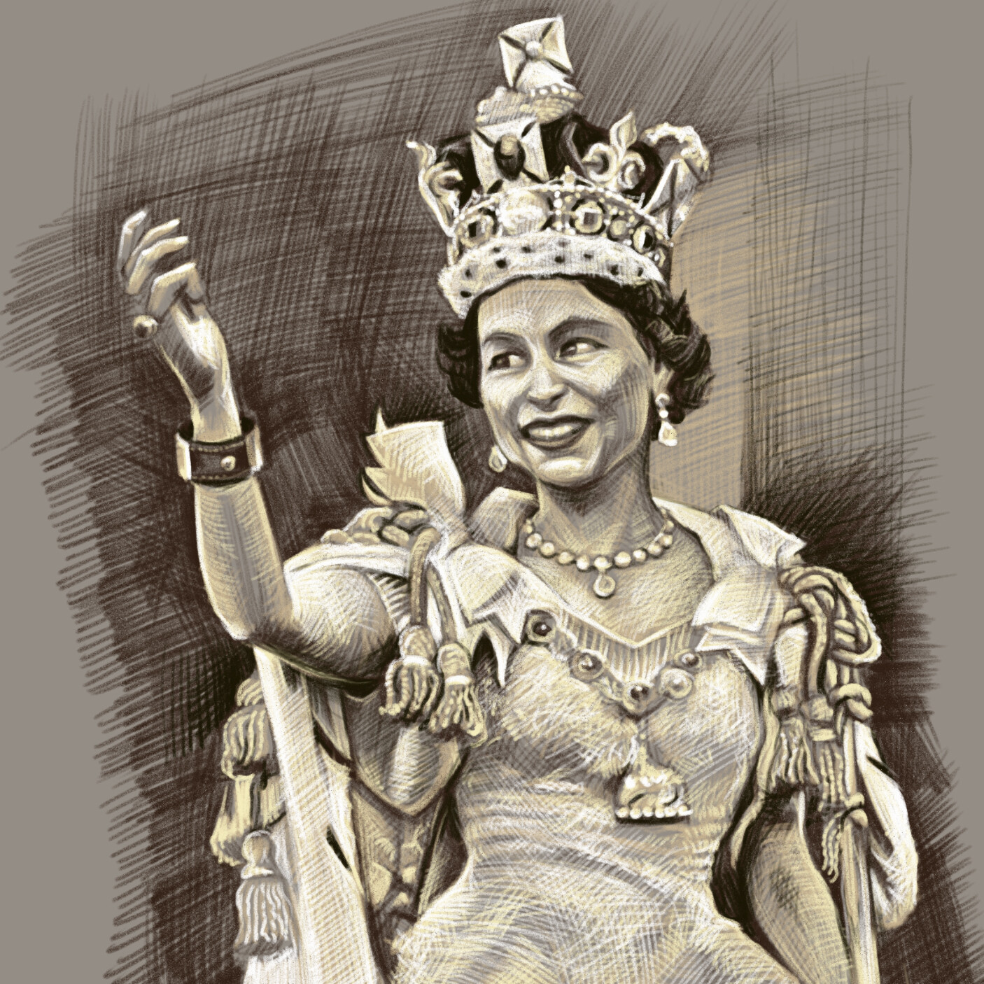 Queen Elizabeth Crown Drawing.