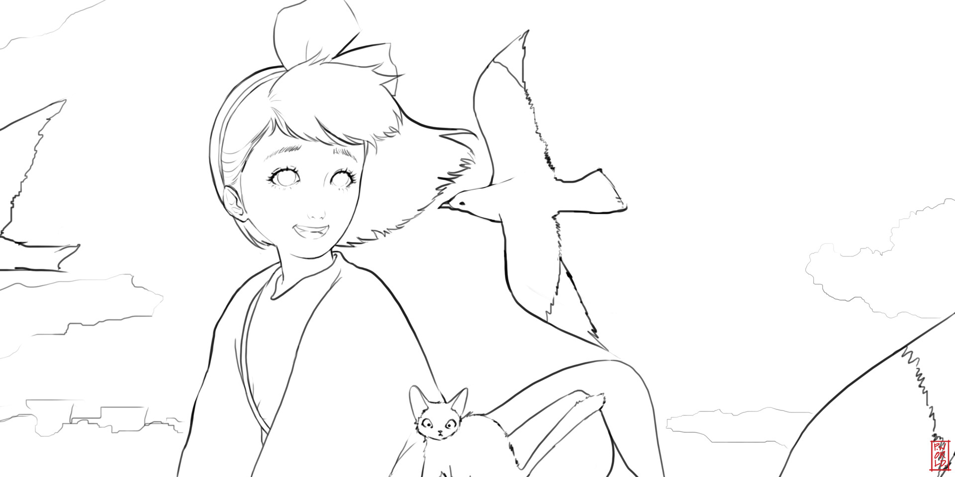 kiki's delivery service coloring pages printable