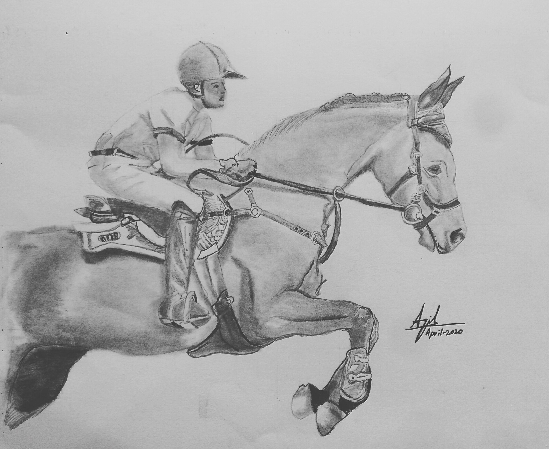 how to draw horse and rider