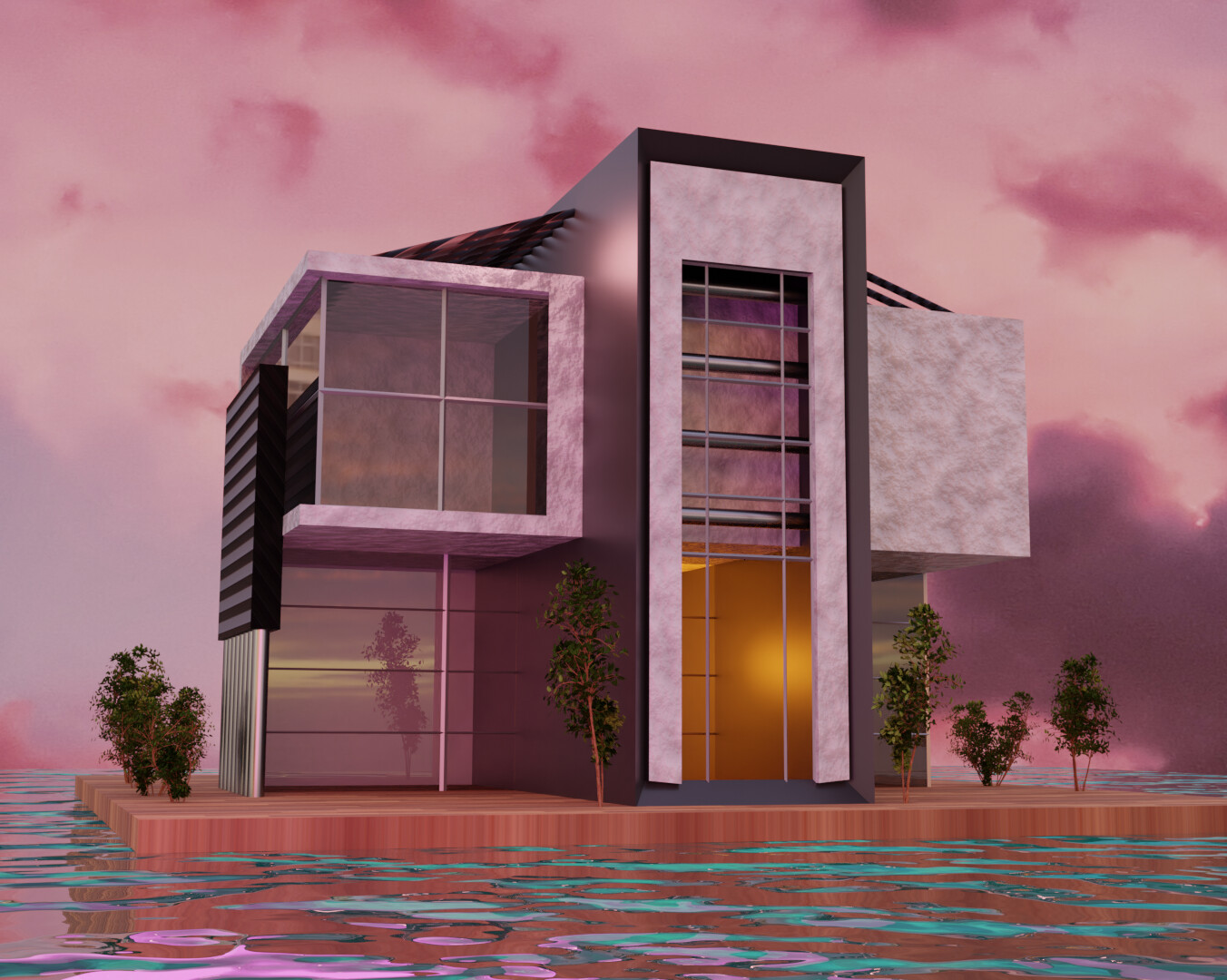 ArtStation - Ocean House Modern Style (Noon,Dusk and Night)